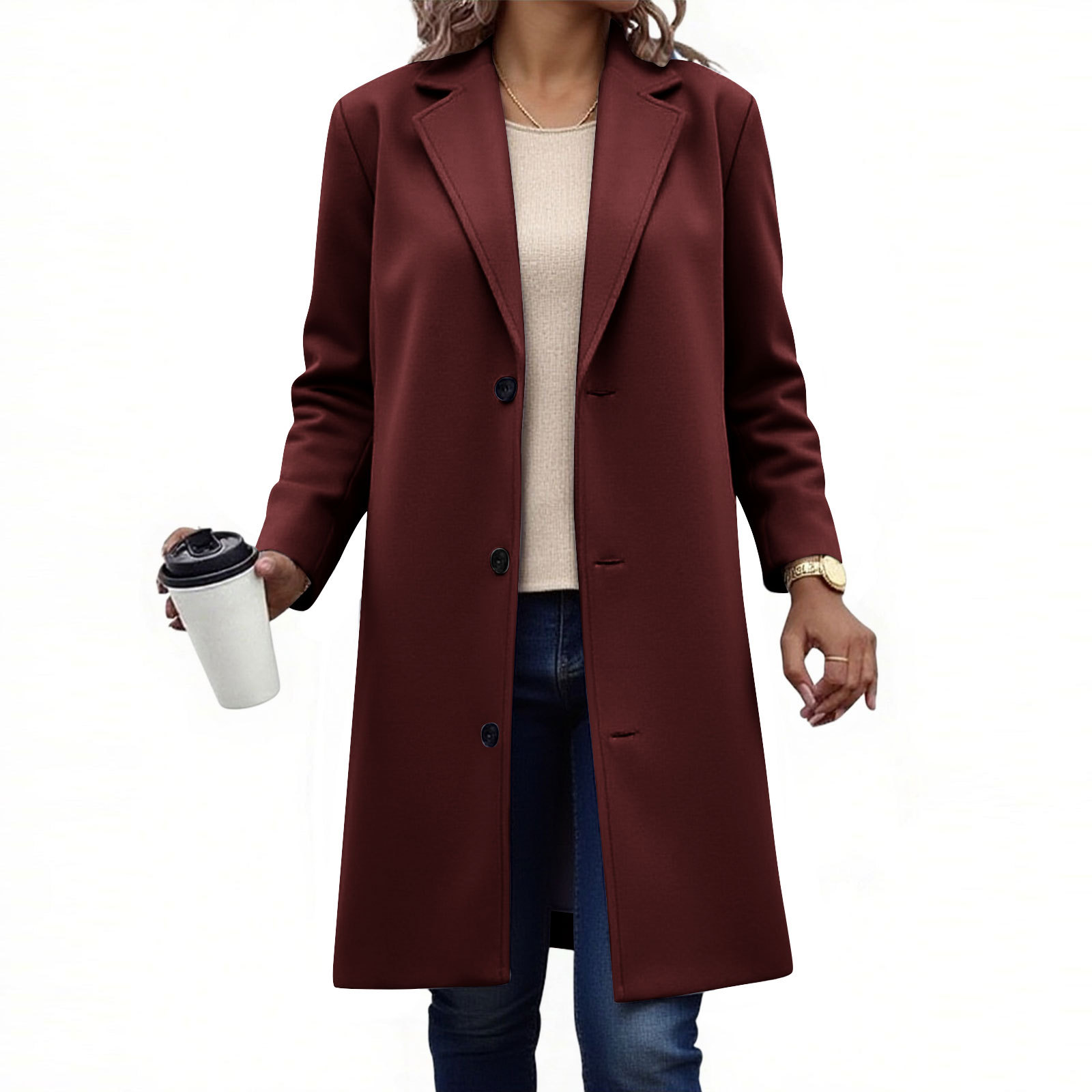 Dress Coats For Women Pea Coats For Women Wool Blend Mid Long Trench ...