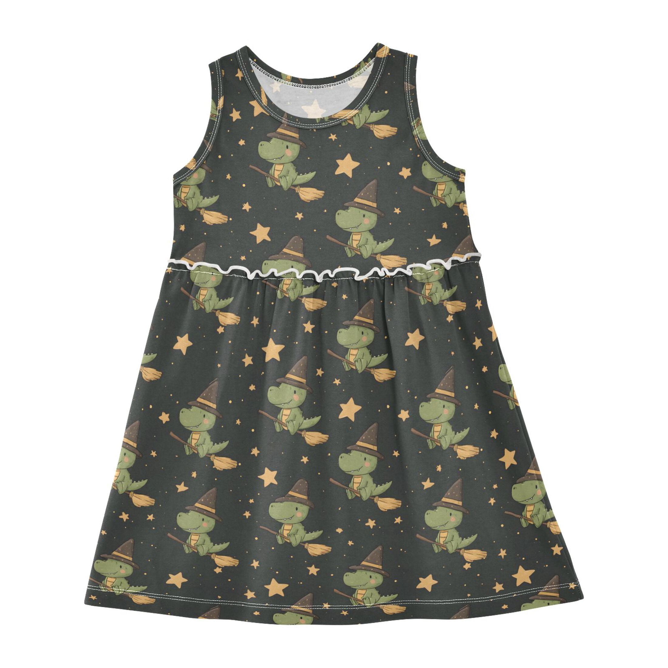 Dress Crocodile Broom Star Hat Sleeveless Dress for Hem A-Line Casual ...