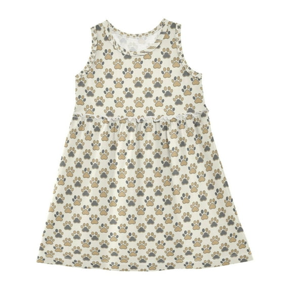 Dress Cute Cat Paw Sleeveless Dress for Hem A-Line Casual Sundress ...