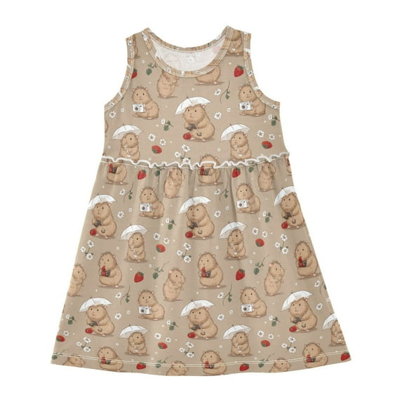 Dress Cute Guinea Pig with A Strawberry Sleeveless Dress for Hem A-Line ...