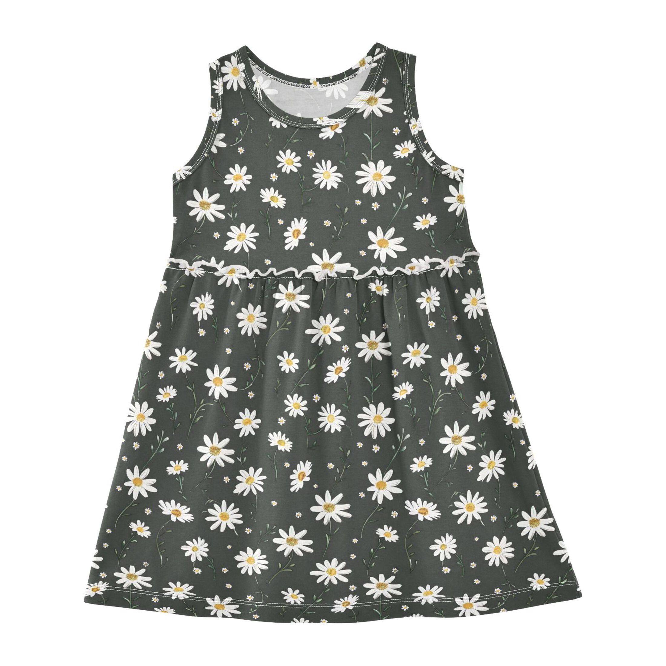 Dress Daisies Sleeveless Dress for Hem A-Line Casual Sundress - Walmart.com