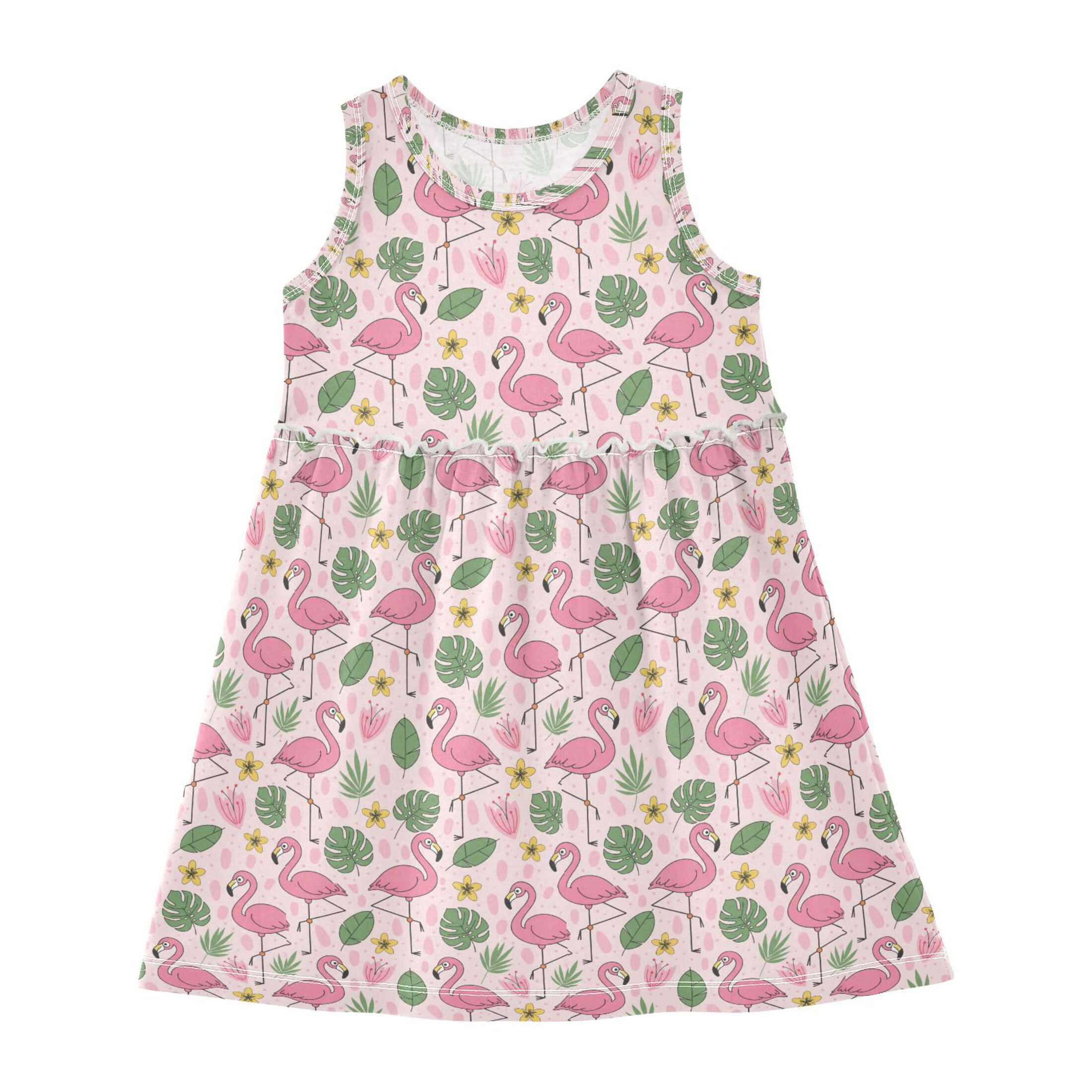 Dress Flamingo Cute Cartoon Sleeveless Dress for Hem A-Line Casual ...
