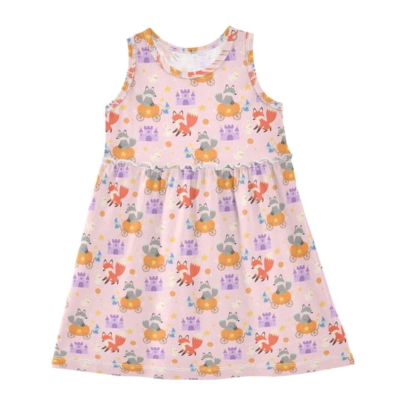 Dress Fox Rabbit Sleeveless Dress for Hem A-Line Casual Sundress ...