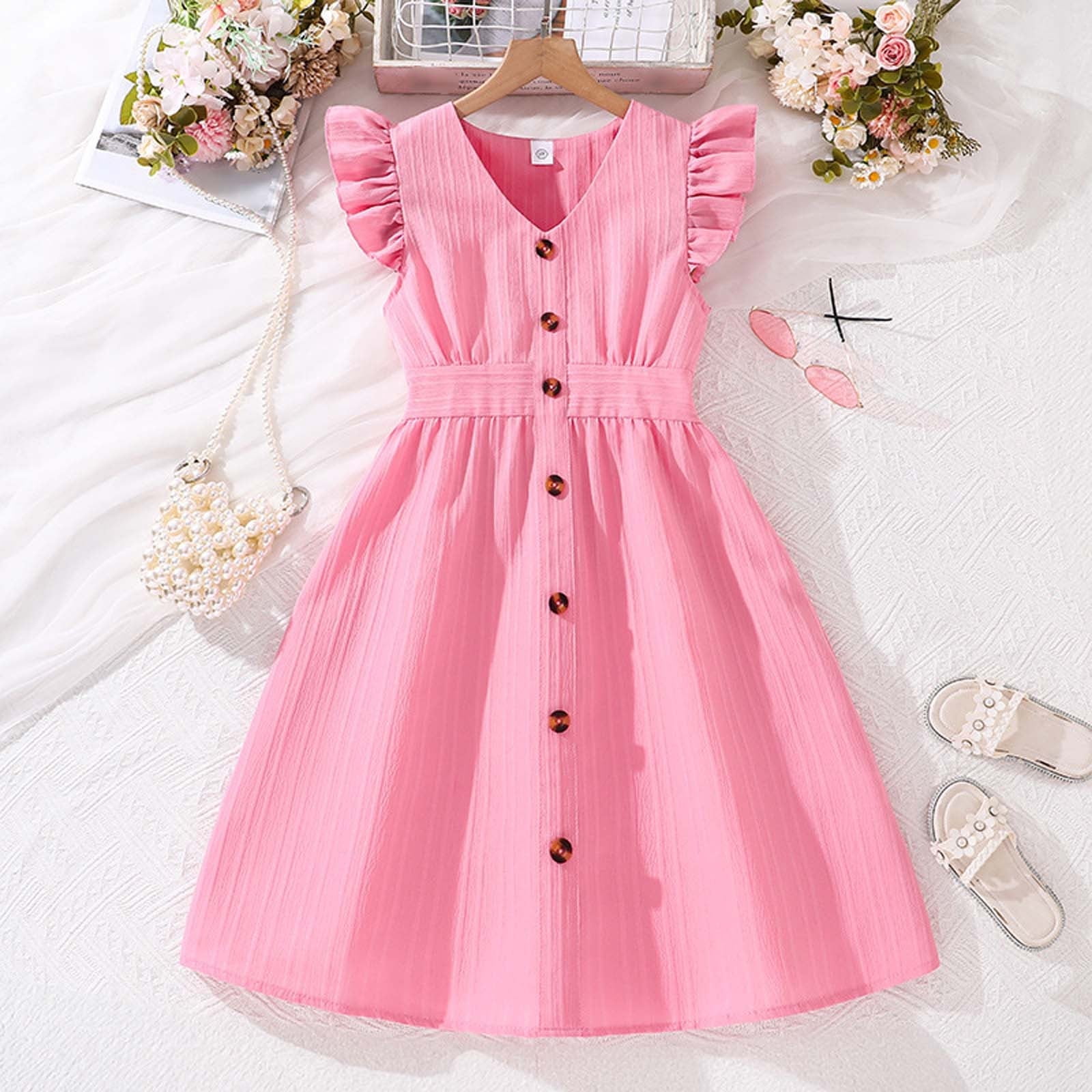 Dress Girl Ruffles Casual Summer Princess Dresses A-Line Summer Beach ...