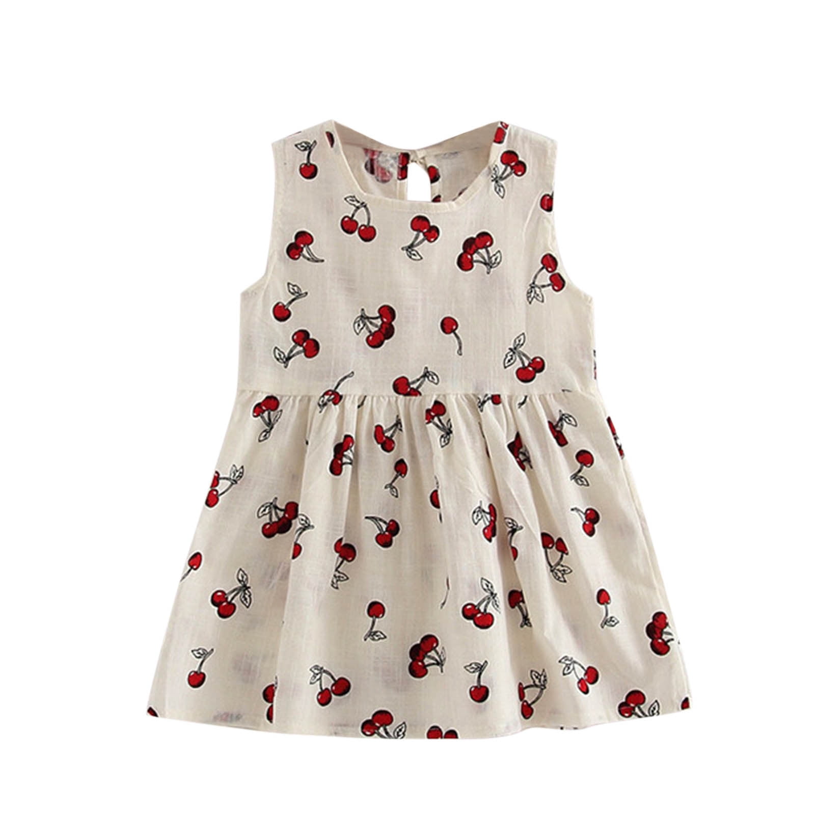 Dress Girls Cherries Printed Kids Summer Sundress Sleeveless Children ...