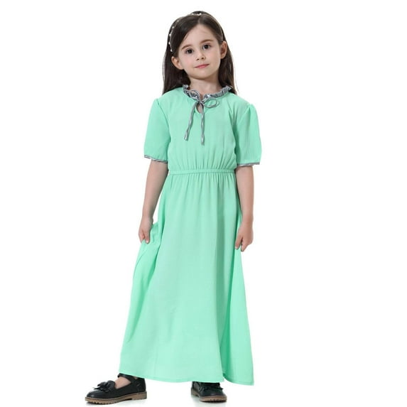 Dress Girls Long Green Dress Abaya Dress for Women Girls Fancy Dress ...