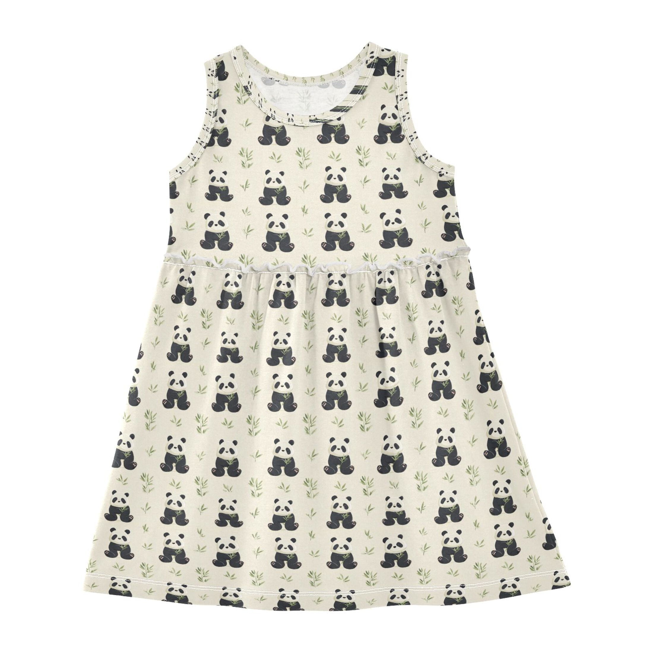Dress Good-natured Panda Sleeveless Dress for Hem A-Line Casual ...