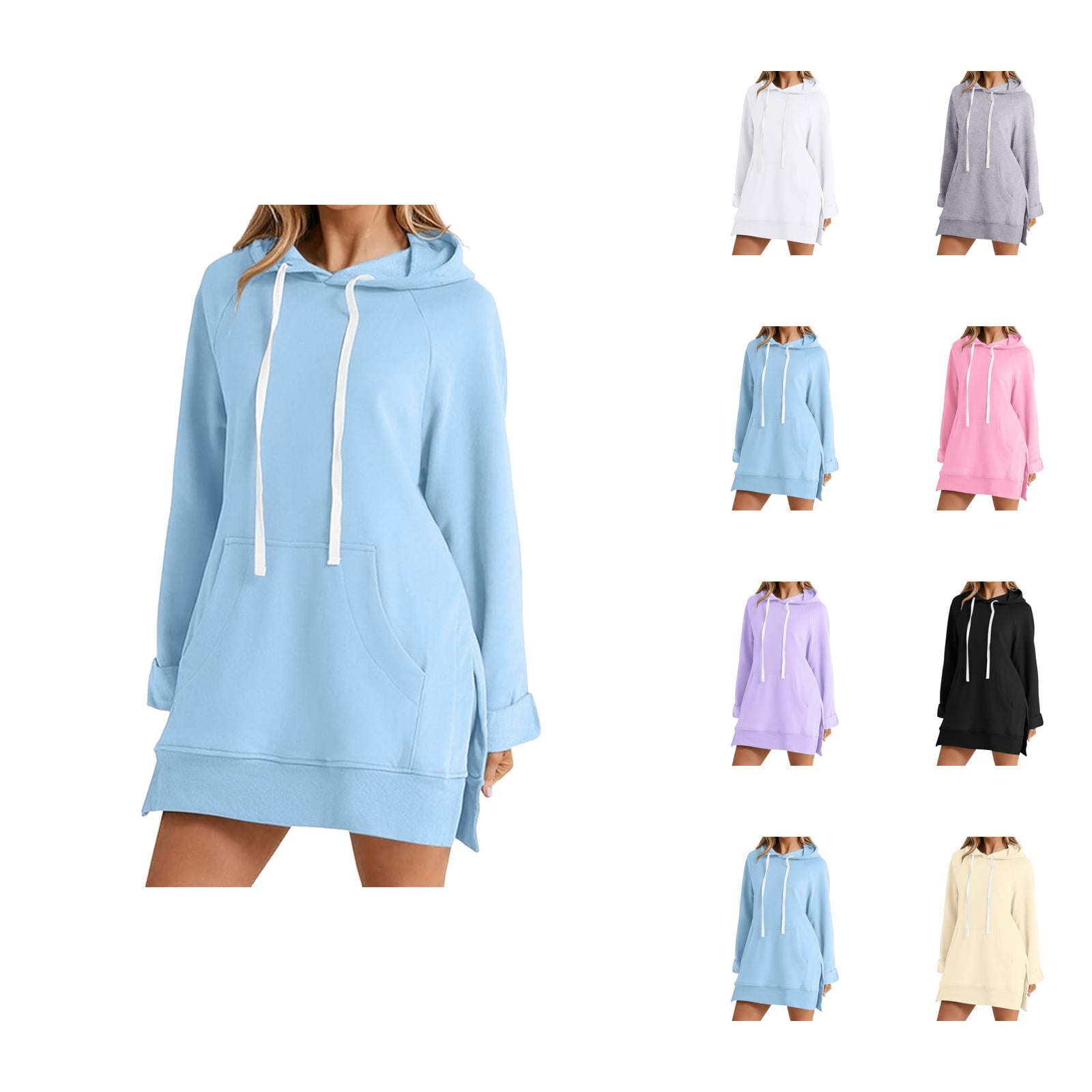 Dress Hoodies for Women 2026 Fall Winter Casual Long Sleeve Side Split ...