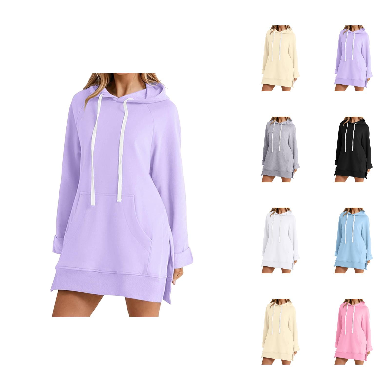 Dress Hoodies for Women 2026 Fall Winter Fashion Long Sleeve Side Split ...