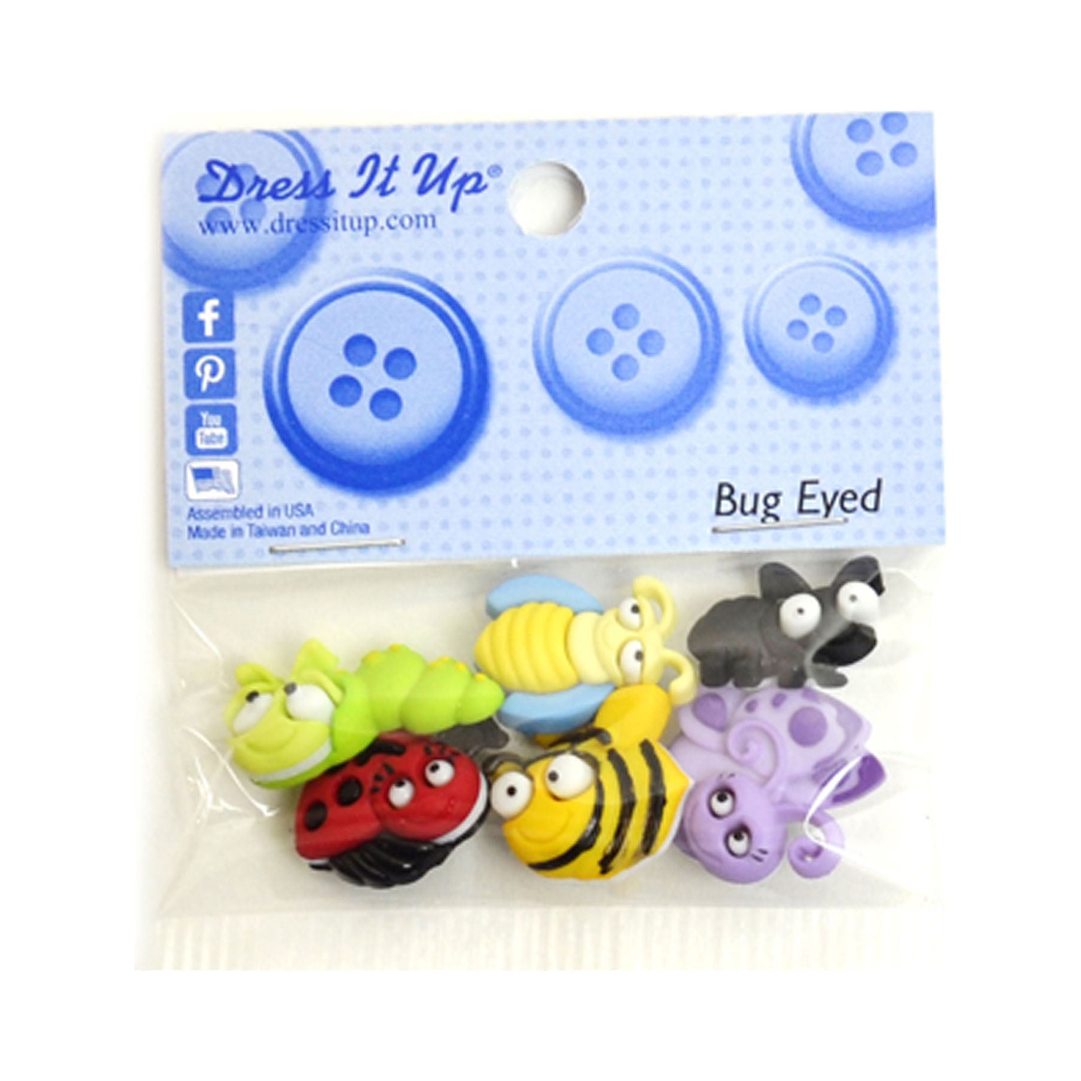 Dress It Up, "Bug Eyed", Craft & Sewing Fastener Buttons, Multi Color ...