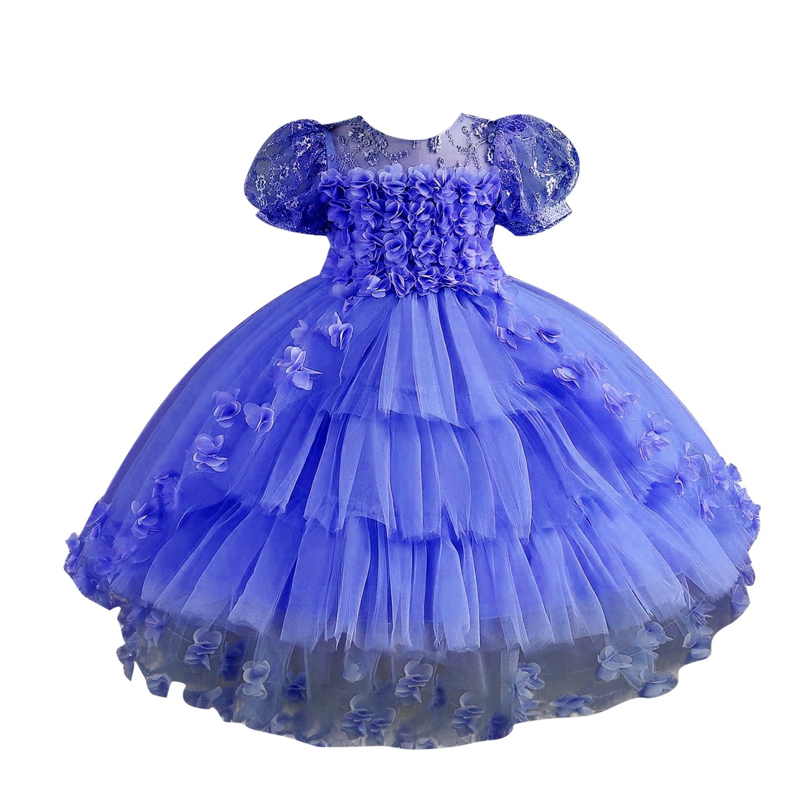 Dress Kids New Lace Flower Petal Wedding Princess Dress Little Girls ...