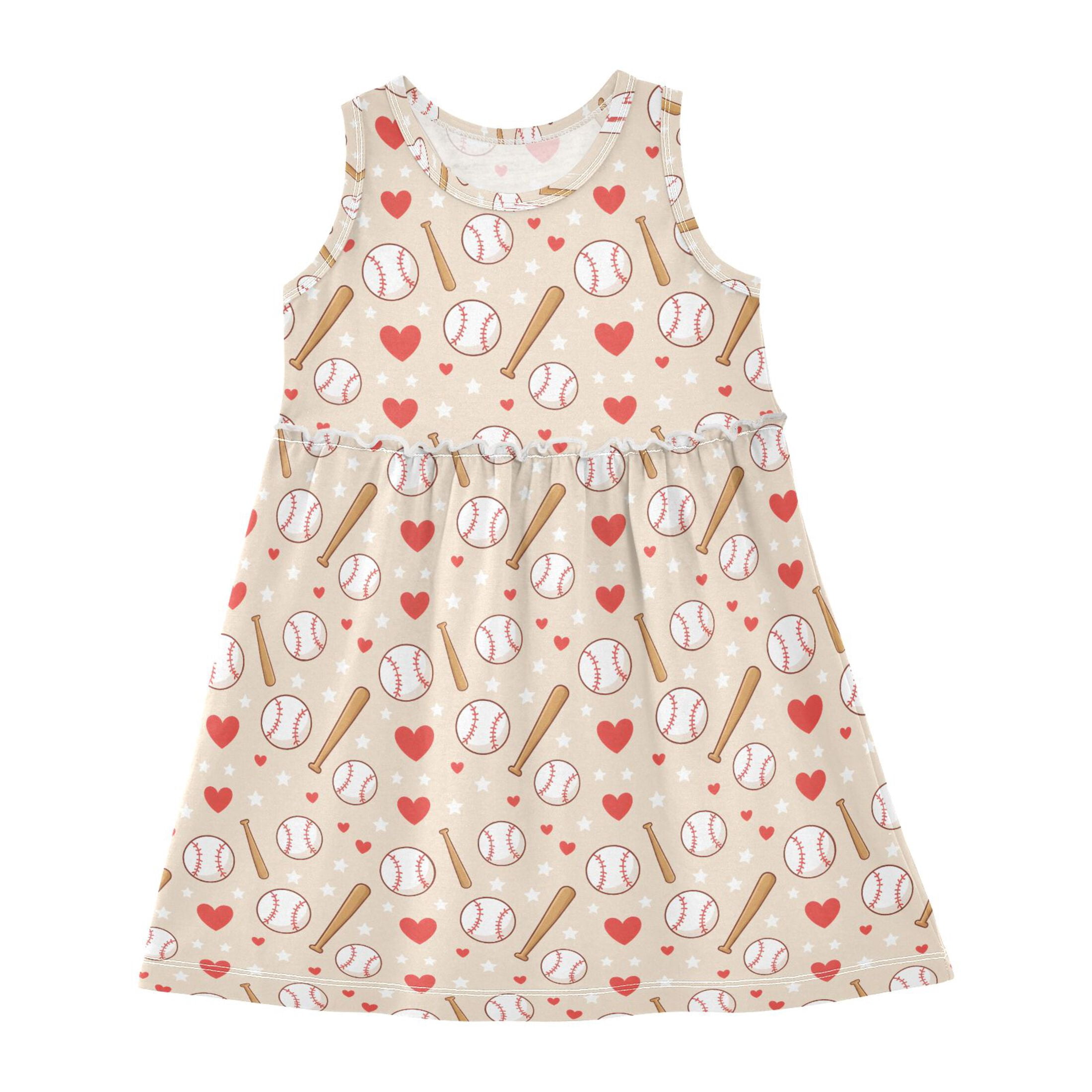 Dress Love Baseball Sleeveless Dress for Hem A-Line Casual Sundress ...