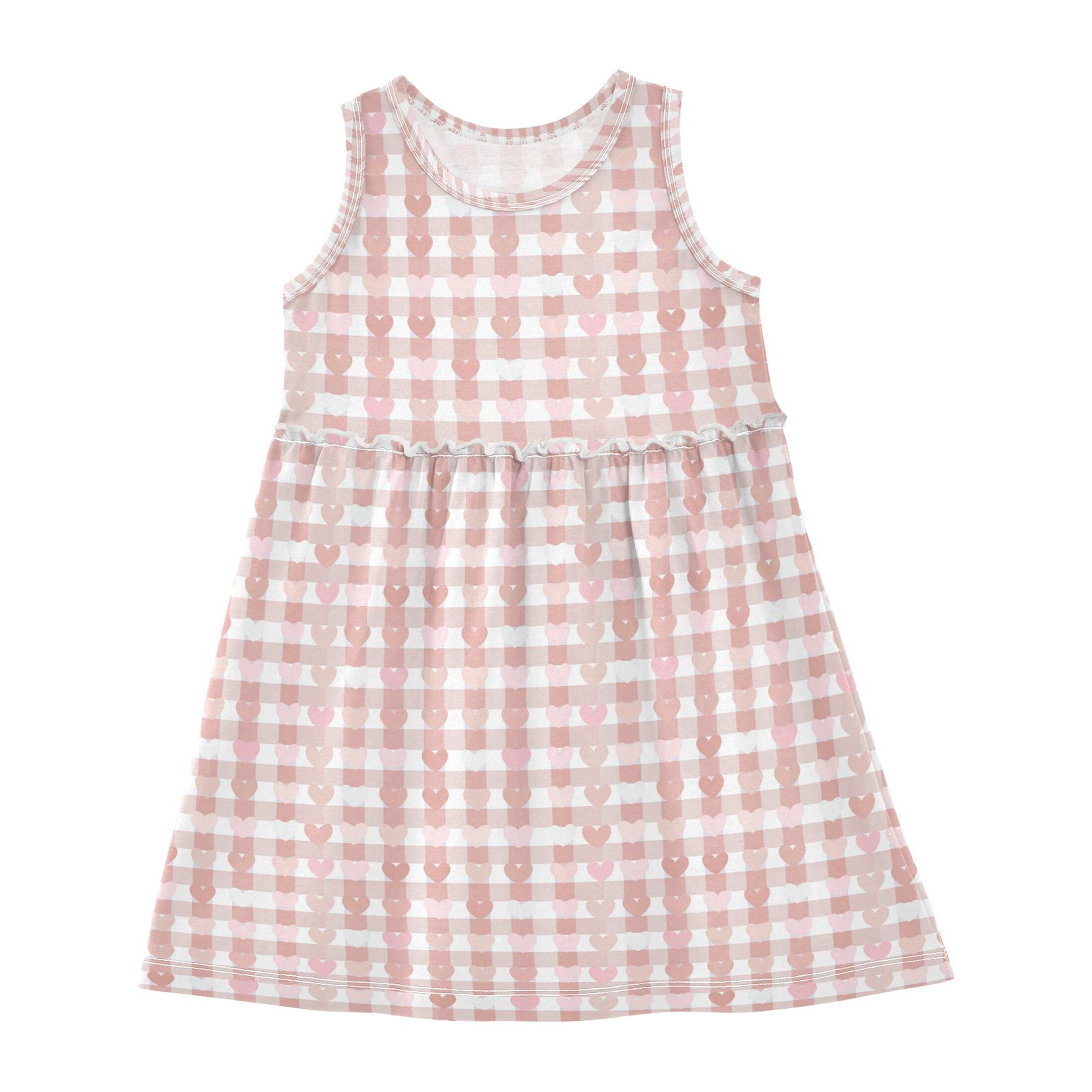 Dress Love Grid Sleeveless Dress for Hem A-Line Casual Sundress ...