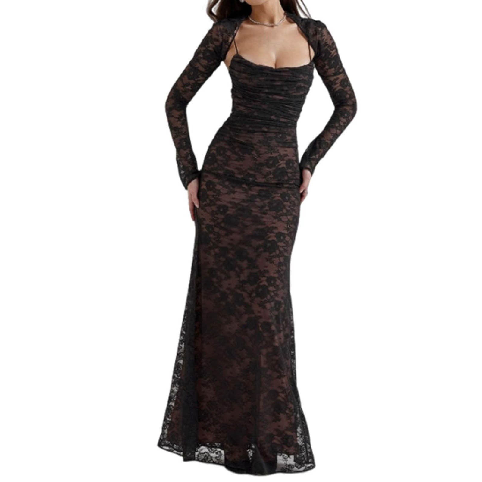 Dress Maxi Dress 2 Piece Corset Capelet Floral Soft Mesh Sexy Evening ...