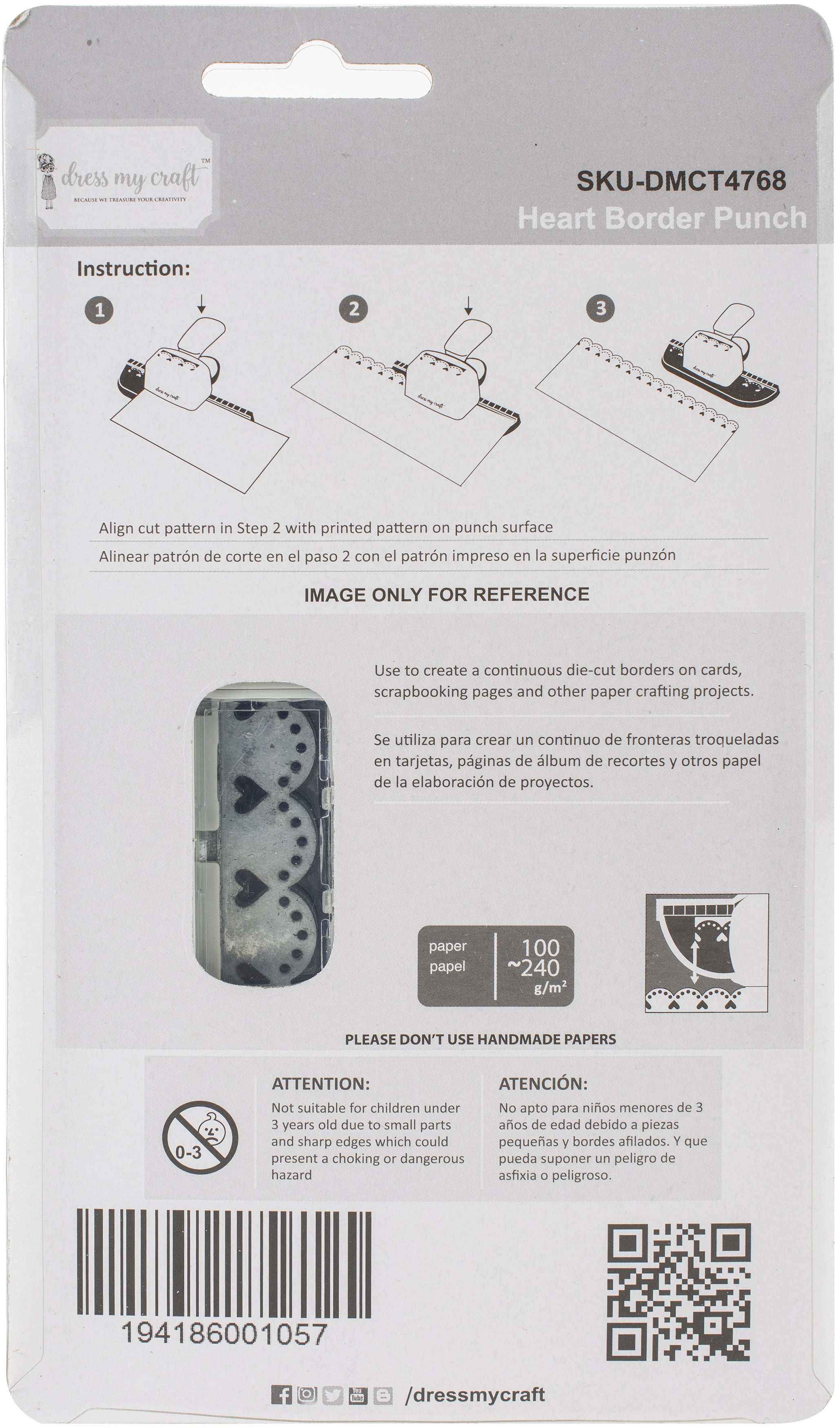 Dress My Craft Paper Punch -Heart Border - Walmart.com