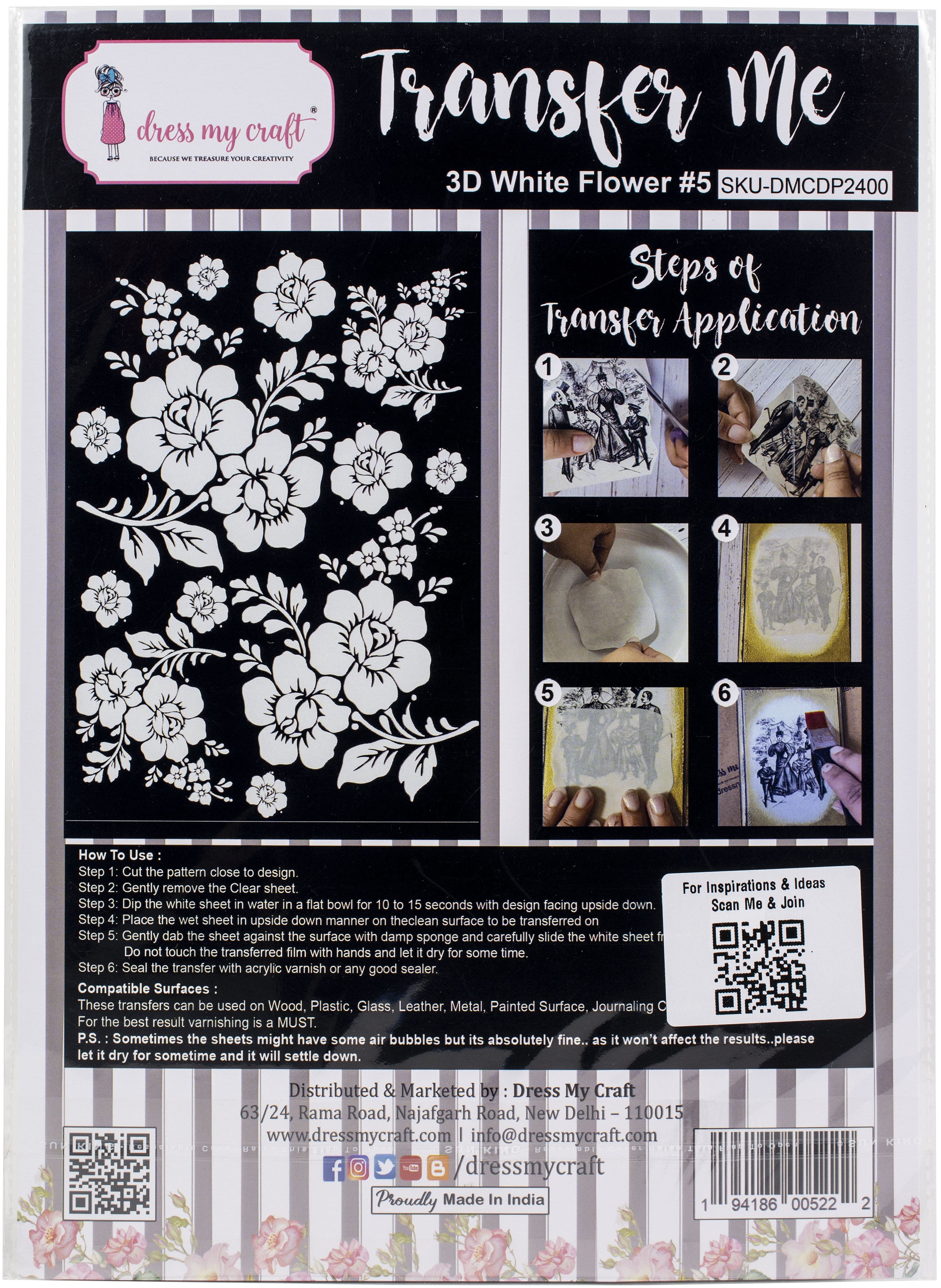 Dress My Craft Transfer Me Sheet A4-3D White Flower #5 - Walmart.com