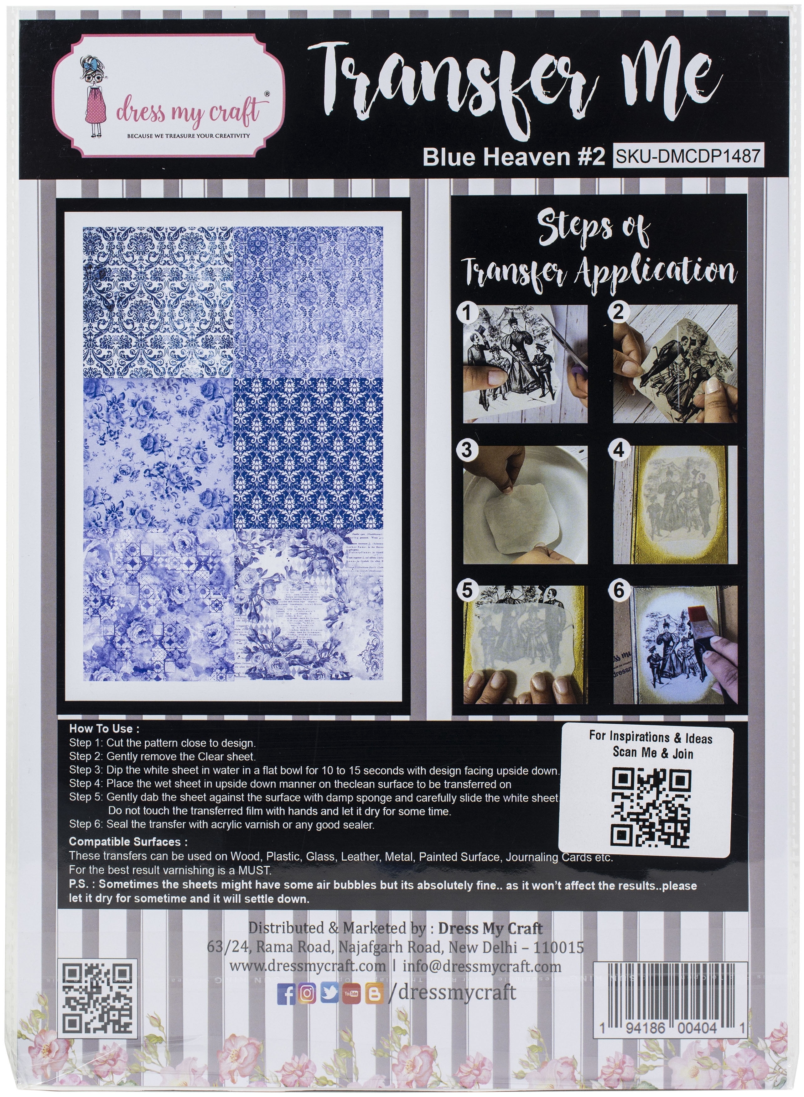 Dress My Craft Transfer Me Sheet A4-Blue Heaven #2 - Walmart.com