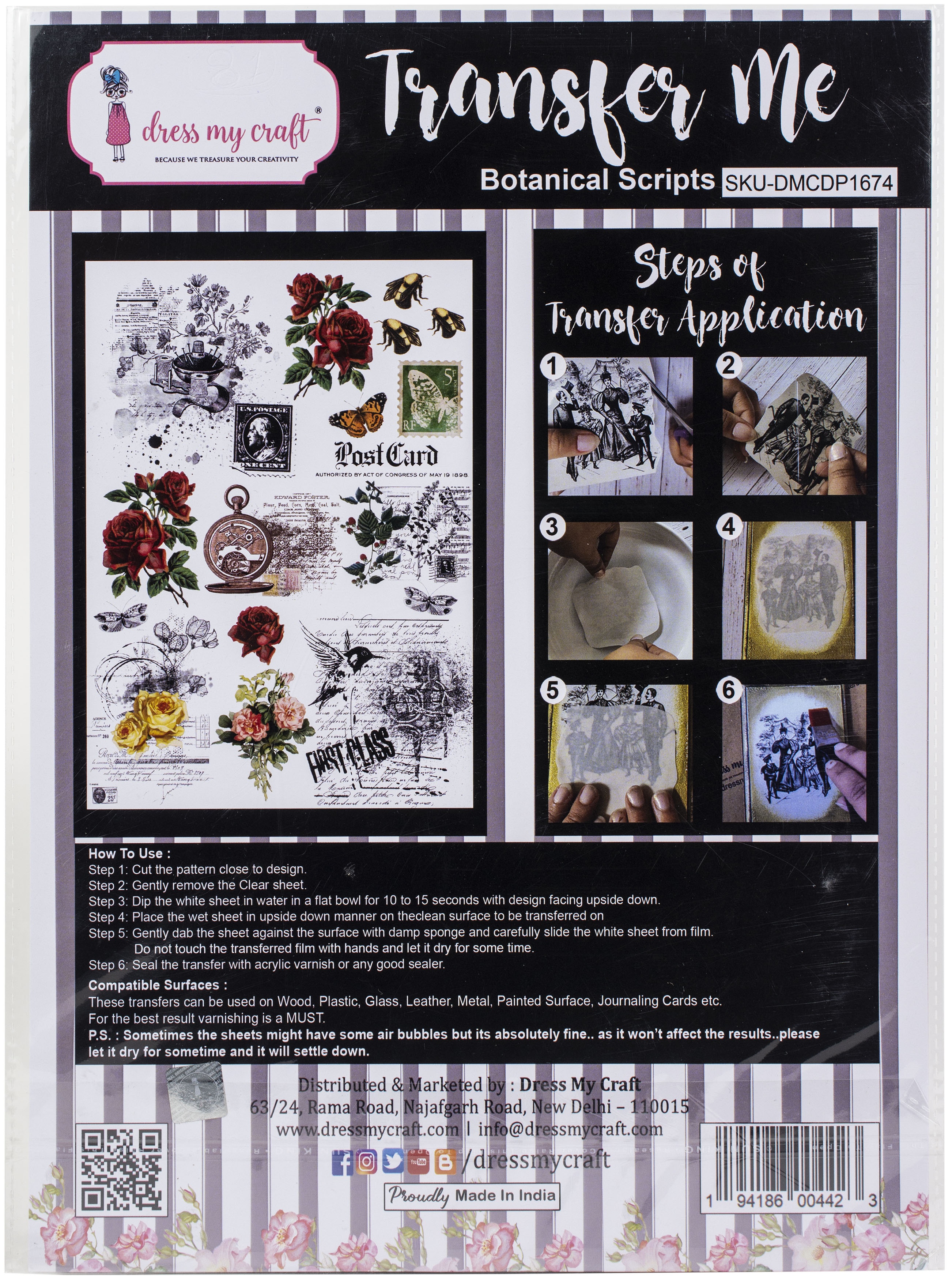 Dress My Craft Transfer Me Sheet A4-Botanical Scripts - Walmart.com