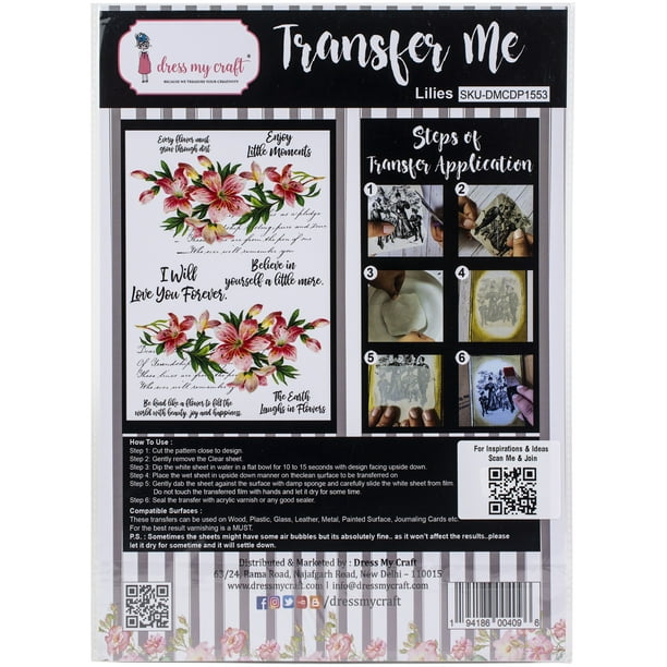 Dress My Craft Transfer Me Sheet A4-Lilies - Walmart Business Supplies