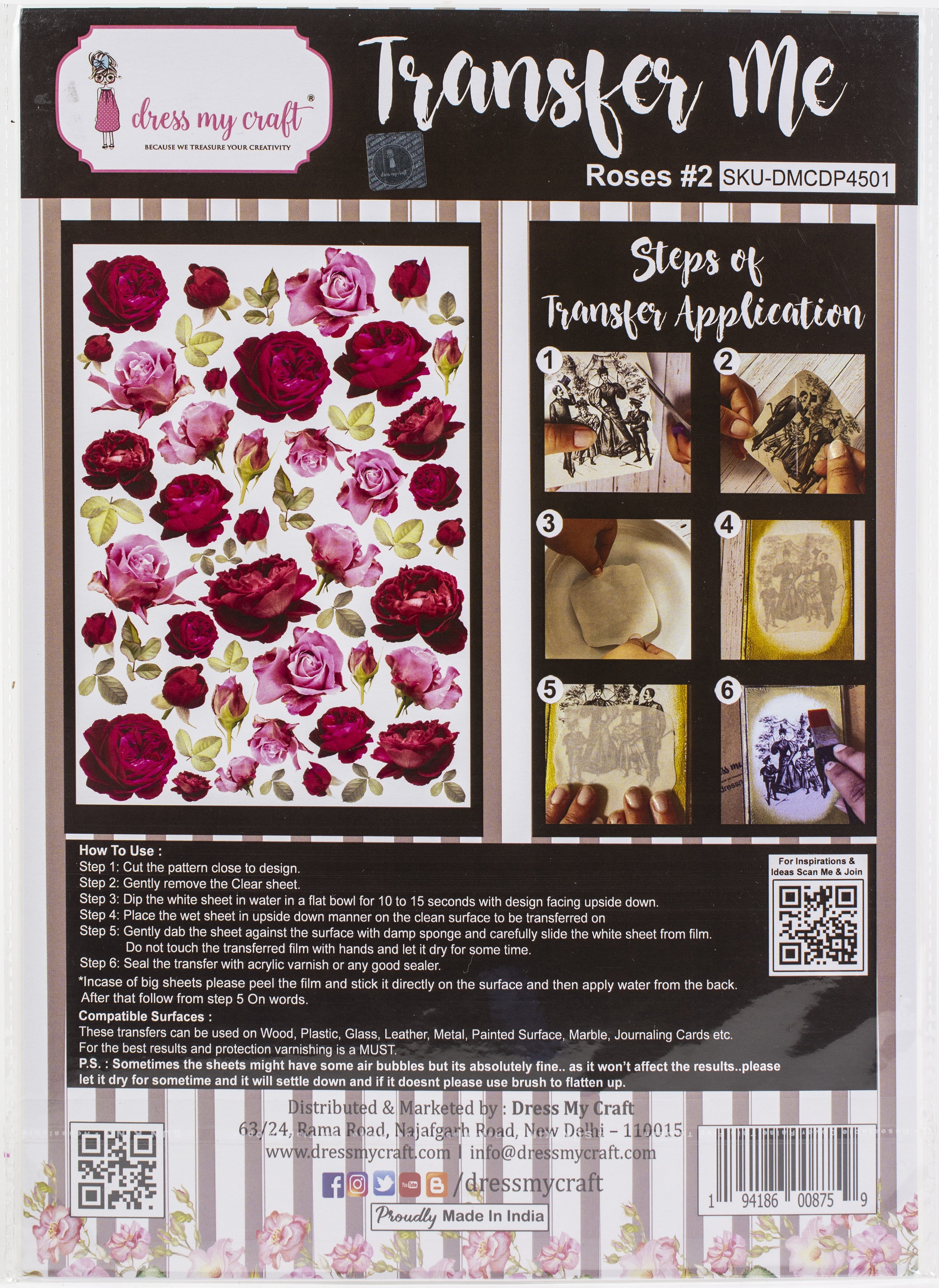 Dress My Craft Transfer Me Sheet A4-Roses #2 - Walmart.com