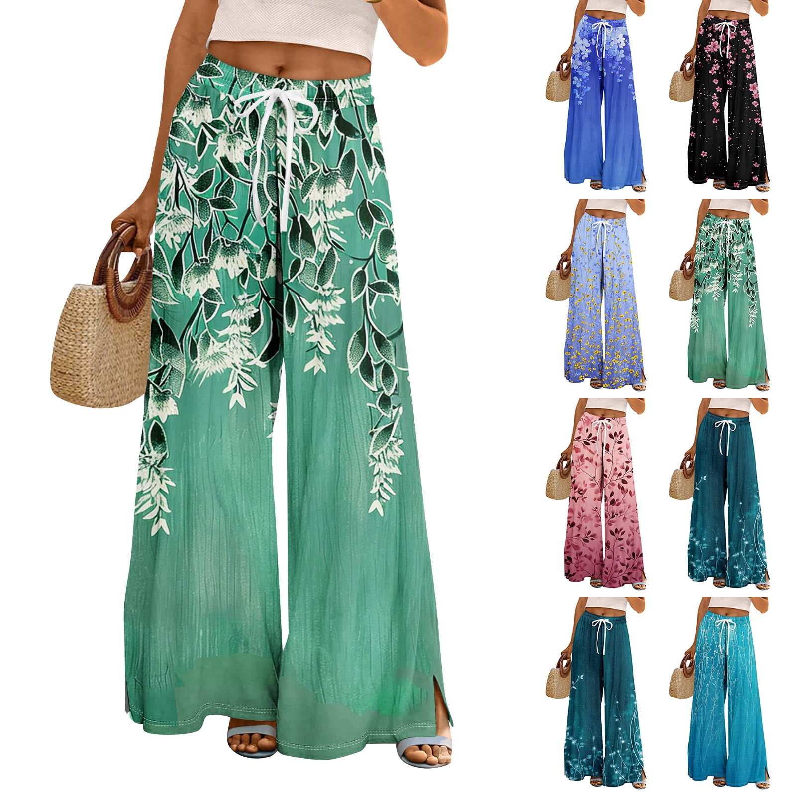 Dress Pants Women Petite High Waisted Wide Leg Summer Beach Vacation ...