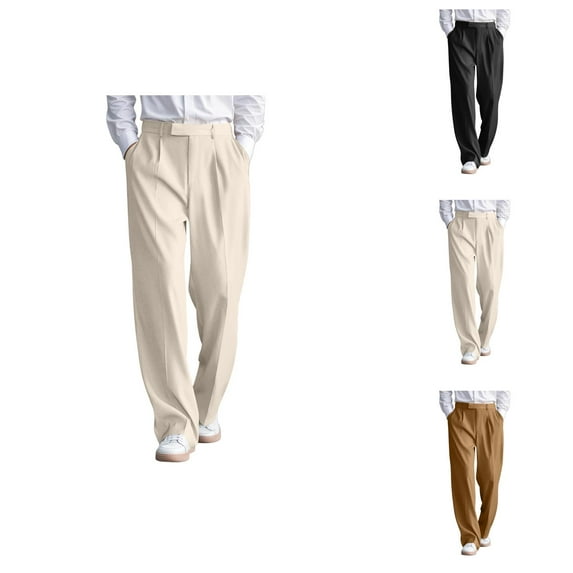 Dress Pants for Men Comfortable Flat Front Business Casual Pants with ...