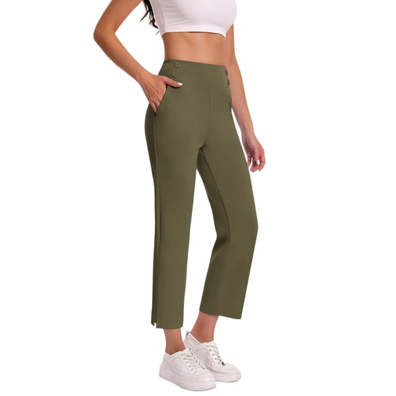 Dress Pants for Women Plus Size High Waisted Seamless Comfy Slim Leg ...