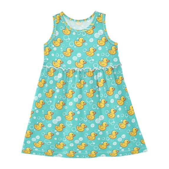 Dress Rubber Duck Bubbles Pattern Sleeveless Dress for Hem A-Line ...
