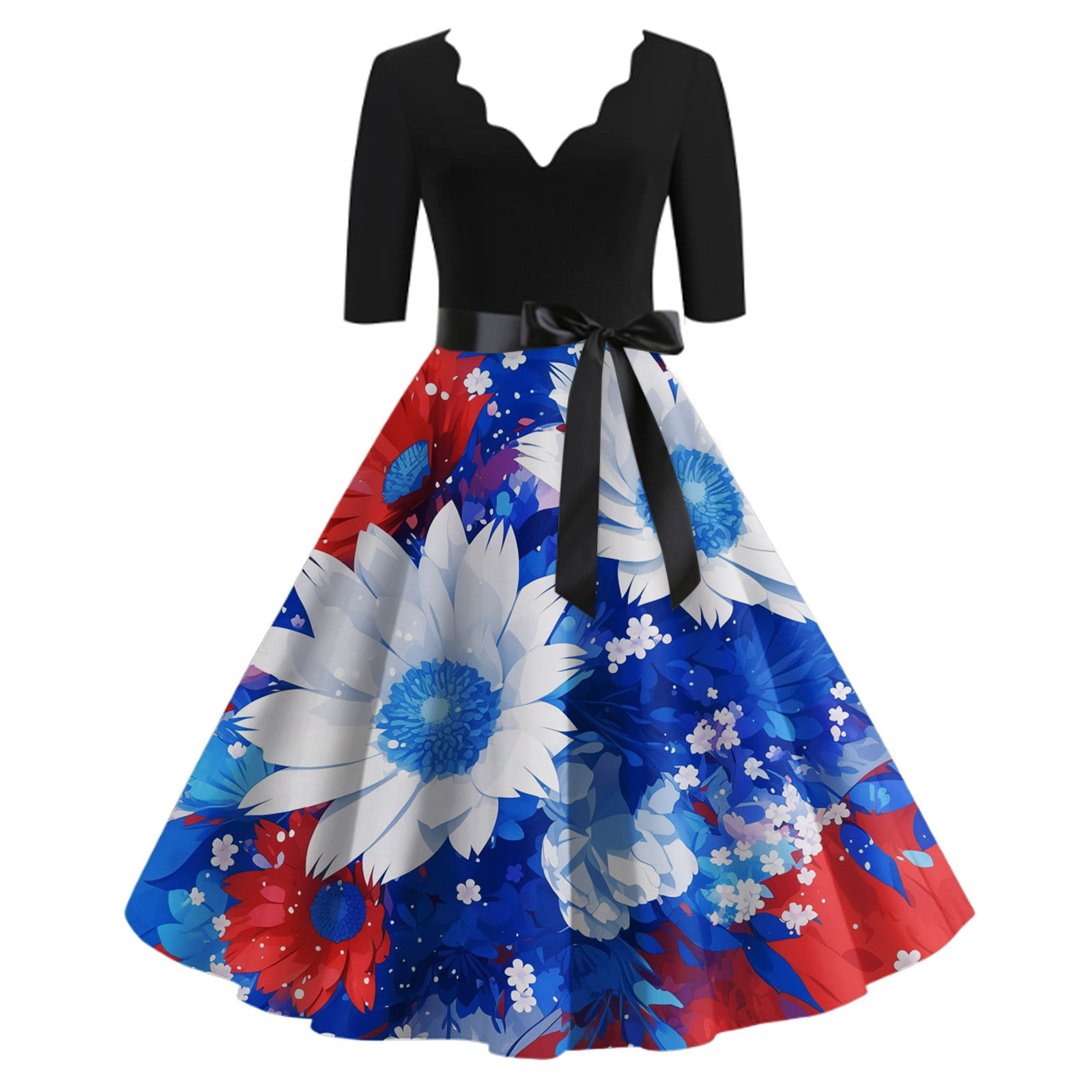 Dress Shirts, 4Th Of July 50S Prom Dress Casual V Neck Short Sleeve ...