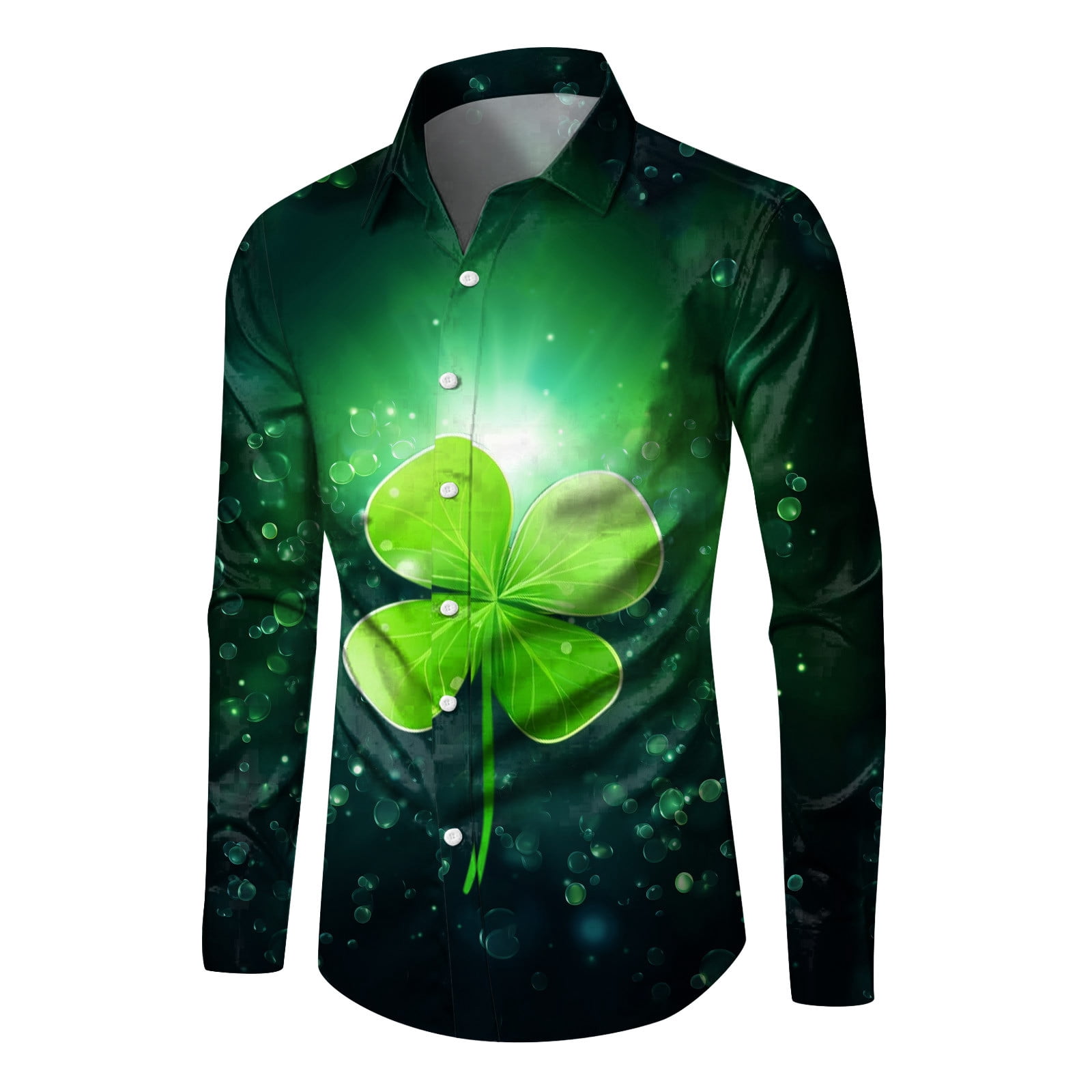 Dress Shirts for Men Irish Festival Casual Button-Up Shirt Four-Leaf ...