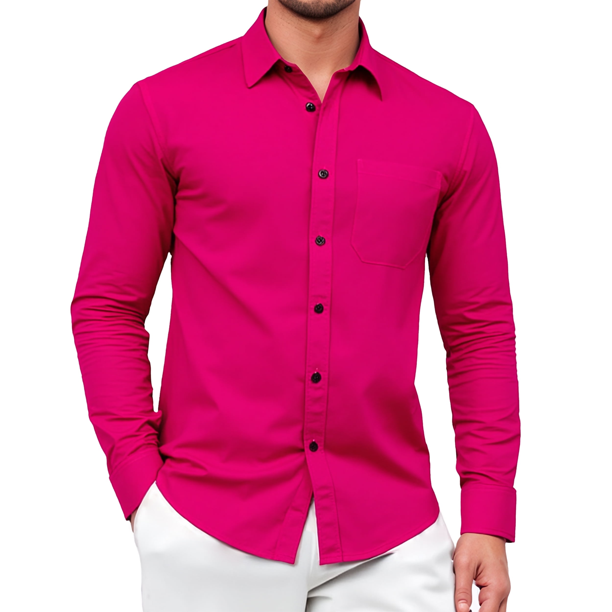 Dress Shirts for Mens Pink Long Sleeve Button Down Shirt Formal Wedding ...