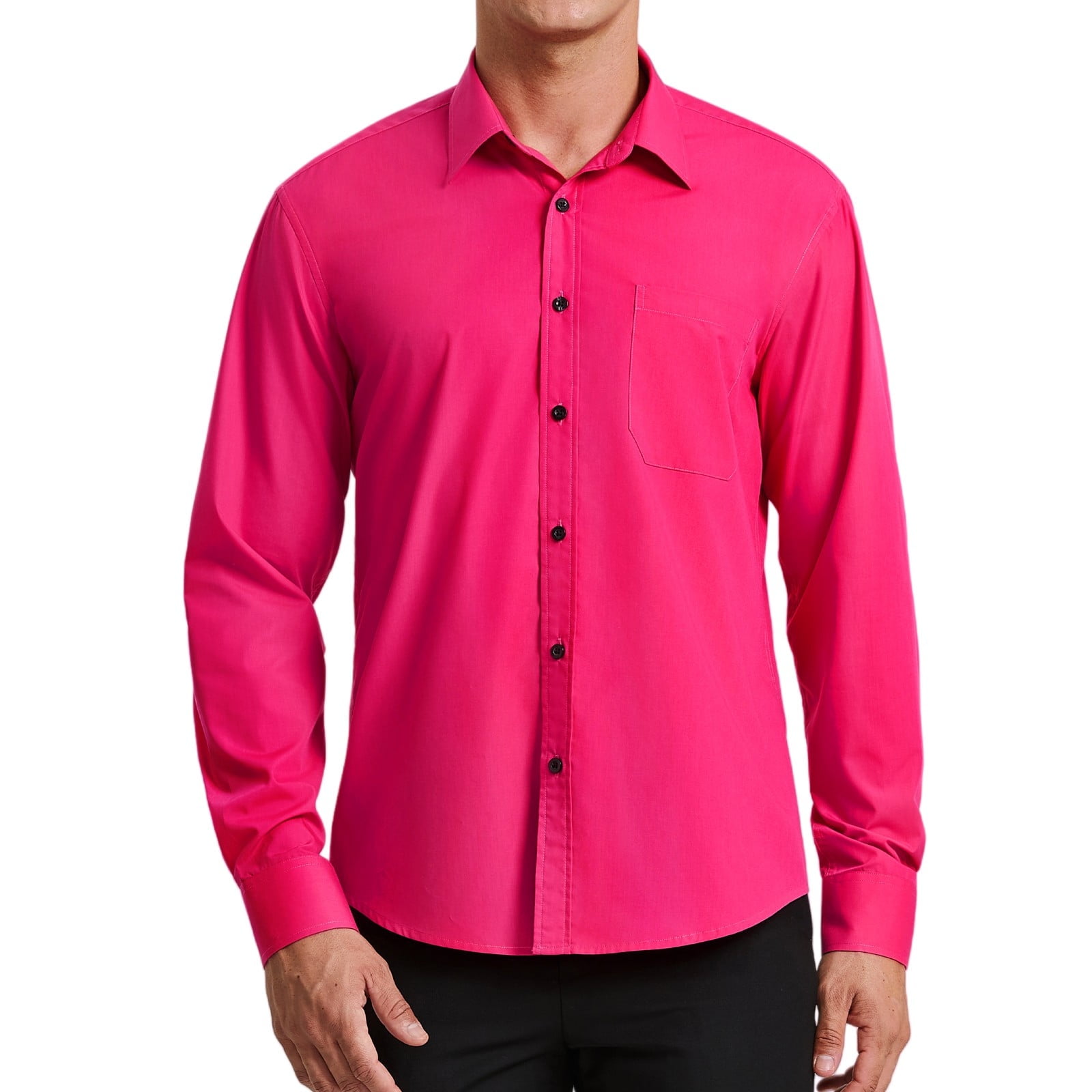 Dress Shirts for Mens Pink Long Sleeve Button Down Shirt Formal Wedding ...