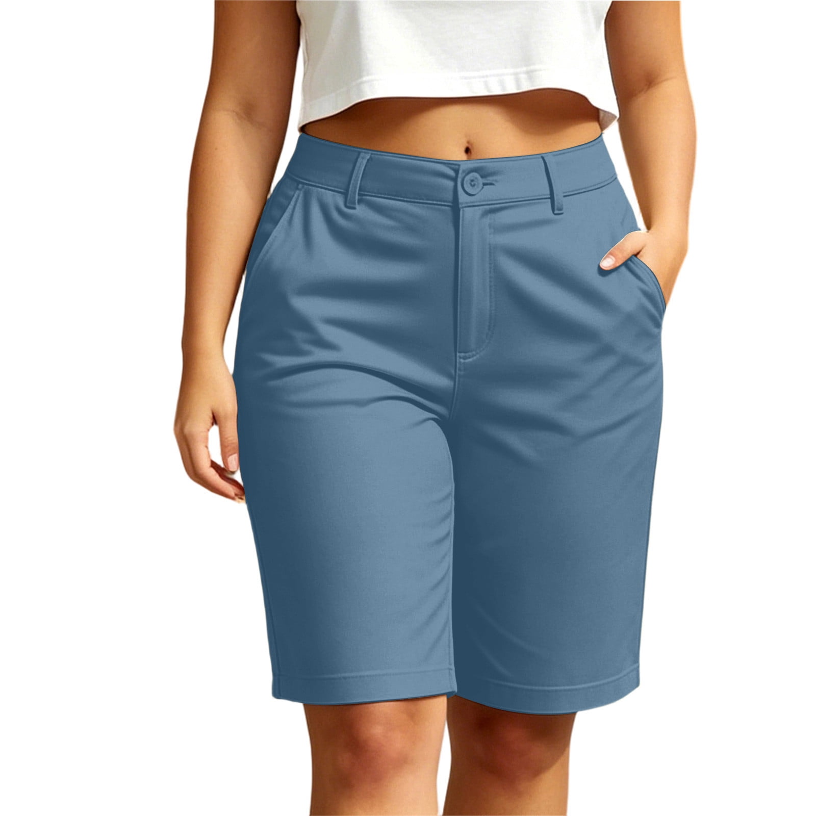 Dress Shorts For Women Pocketed Office Solid Commute Ready Relaxed ...