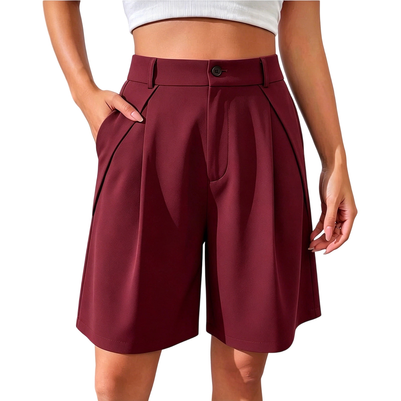 Dress Shorts For Women Pleated Wide Leg High Waisted Brunch Appointment ...