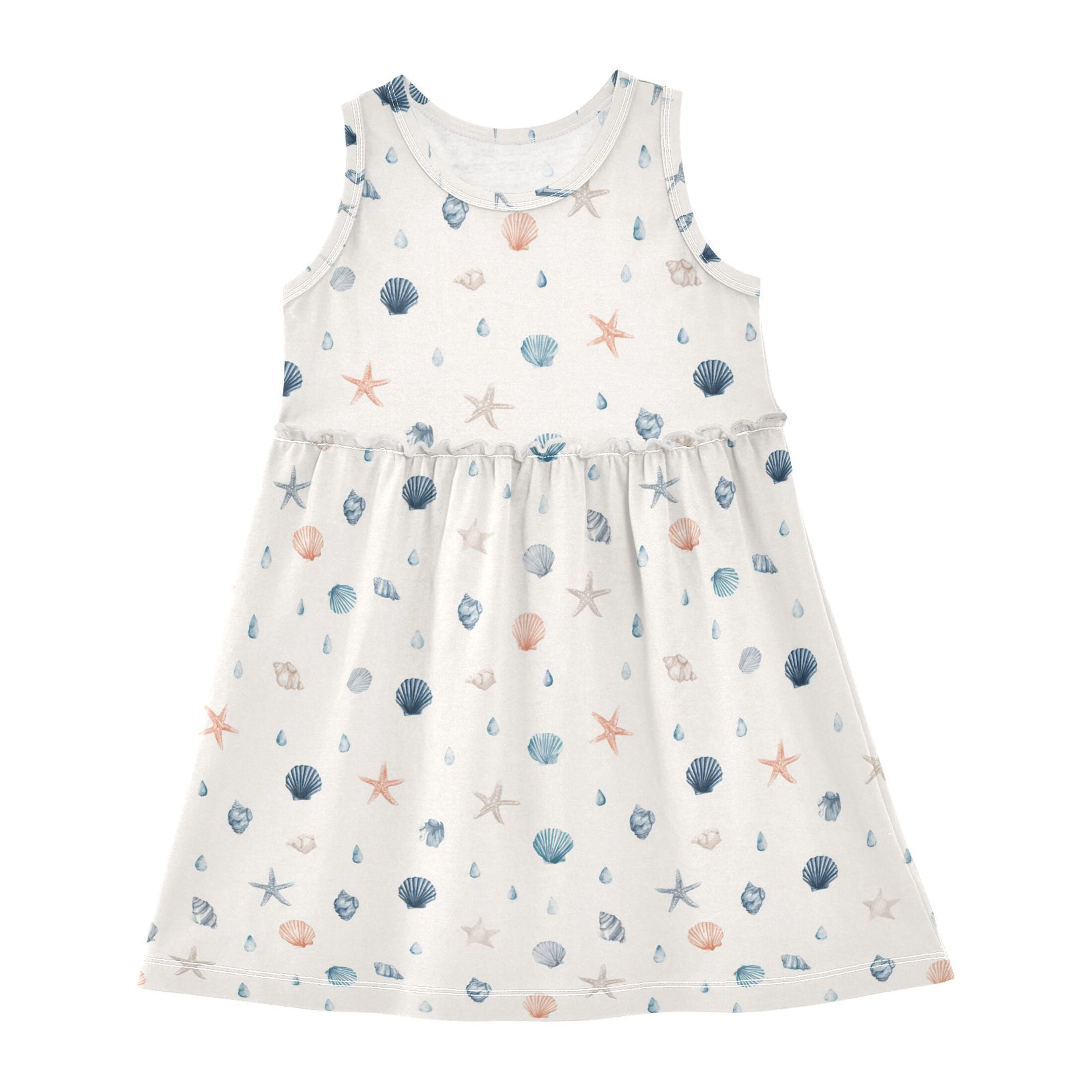 Dress Starfish and Sea Snails Sleeveless Dress for Hem A-Line Casual ...