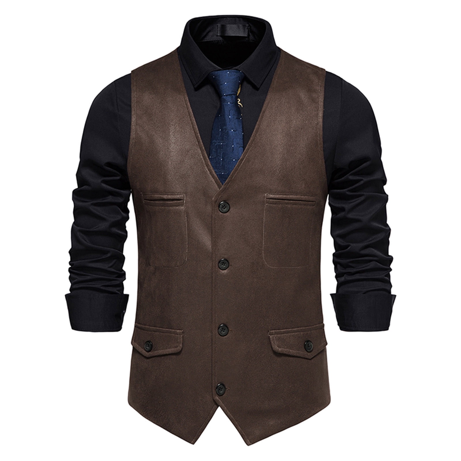 Dress Suit Vests for Men Sueded Sleeveless Business Work Waistcoats ...
