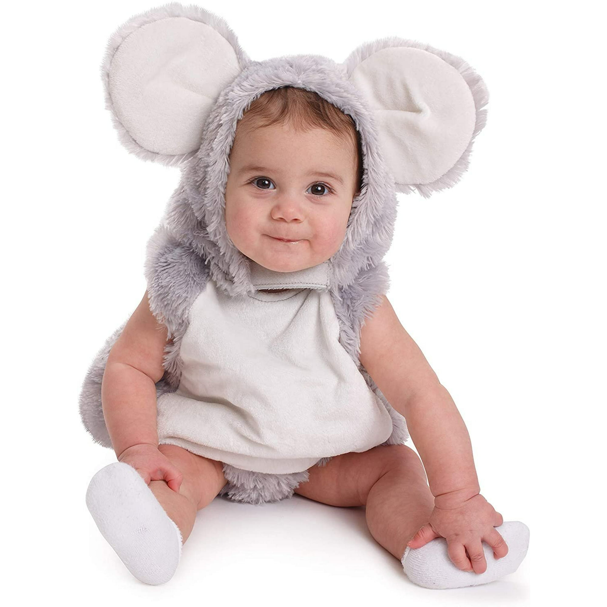 Dress Up America Baby Mouse Costume, Plush Bodysuit with Hood and Ears ...