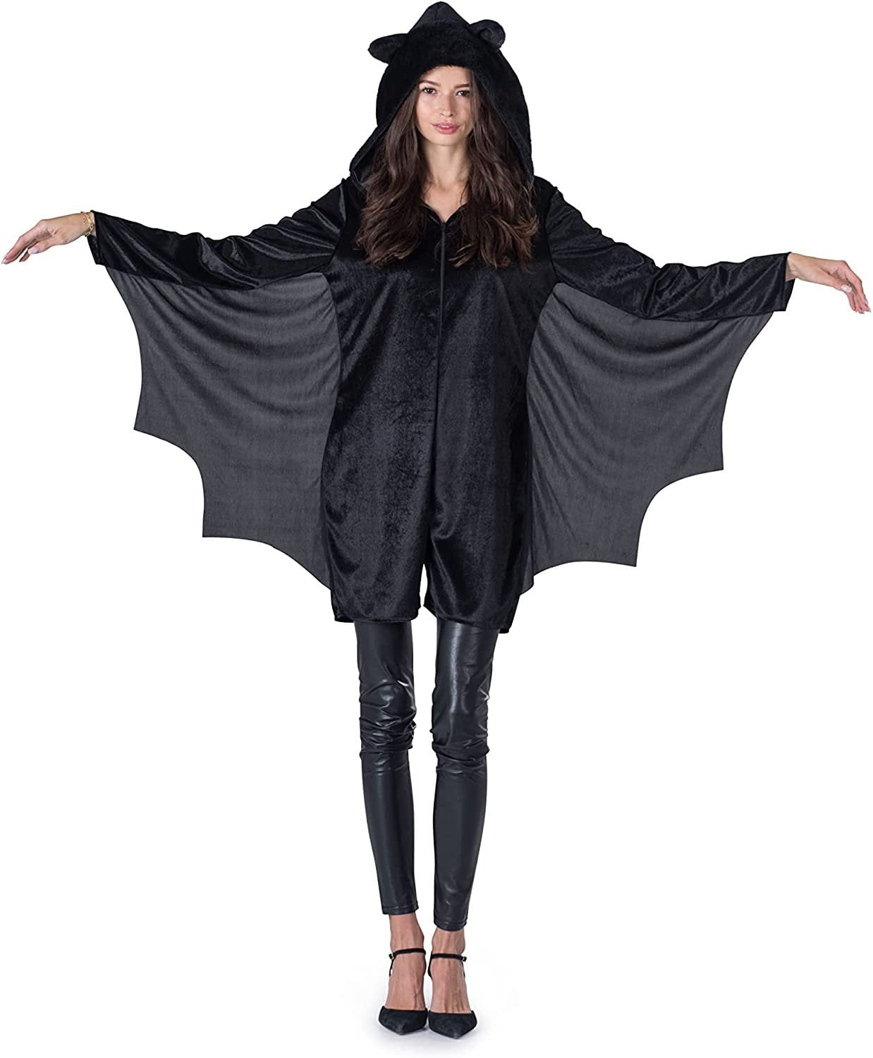 Dress-Up-America Bat Costume for Adults - Woman's Black Bat Jumpsuit ...