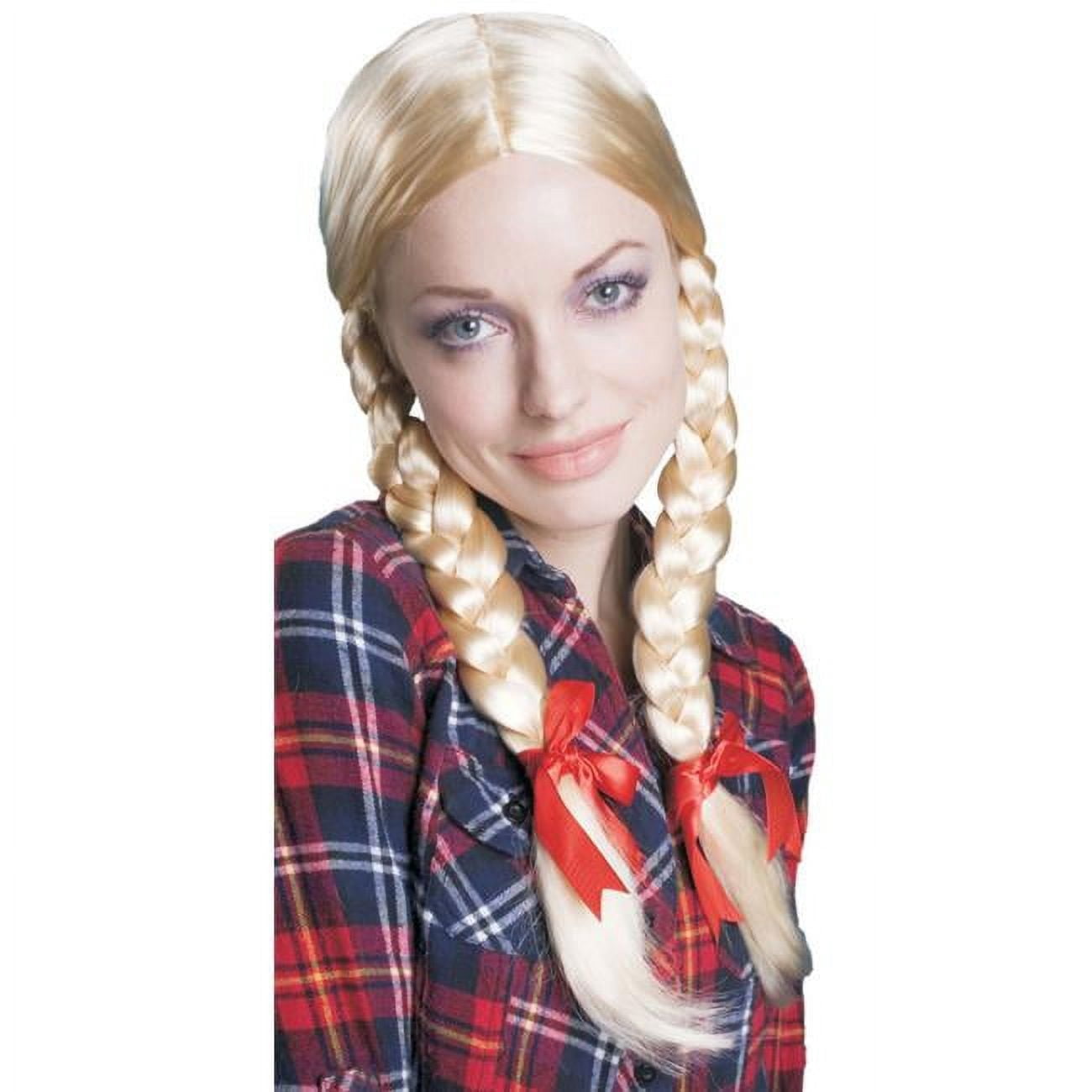 Dress Up America Blonde Pigtail Wig - Braided Wig for Woman - One Size ...