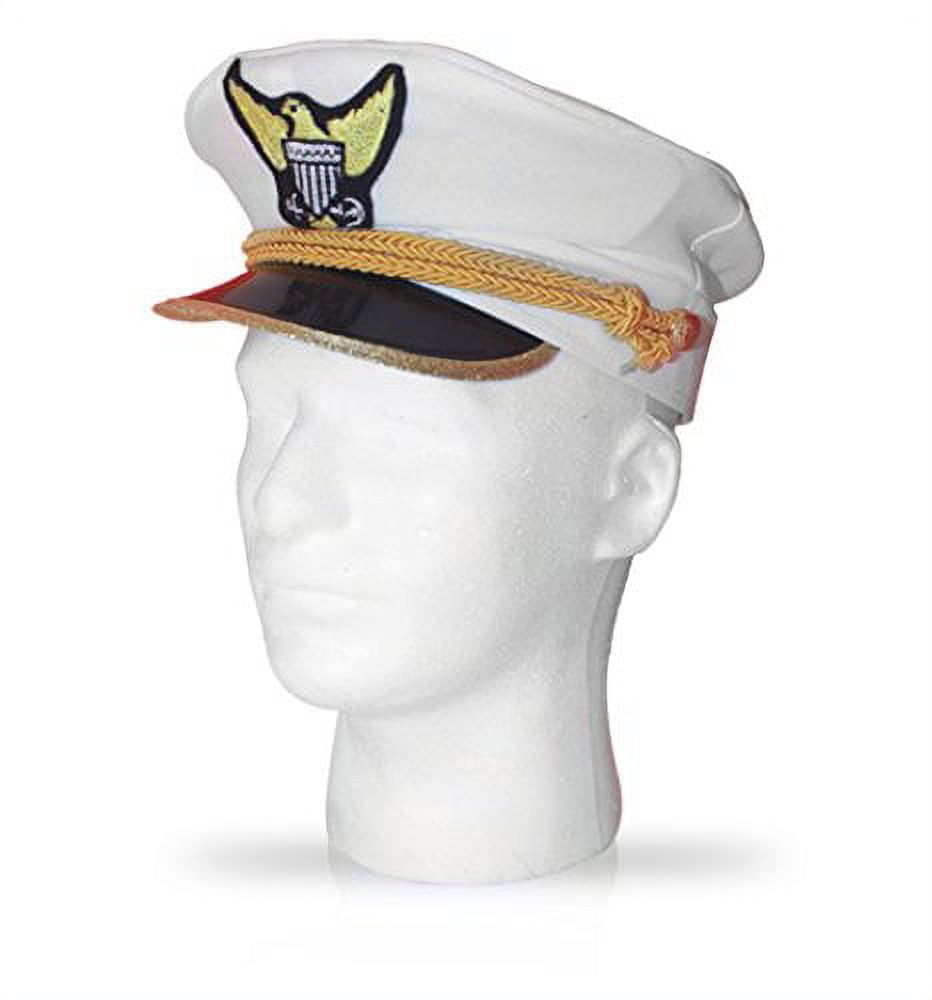 Dress-Up-America Boat Captain Hat - White Navy Admiral Cap - Sea Yacht ...