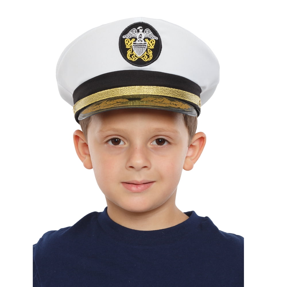 Dress Up America Toddler's White Navy Admiral Cap - Sailor Top Sea ...