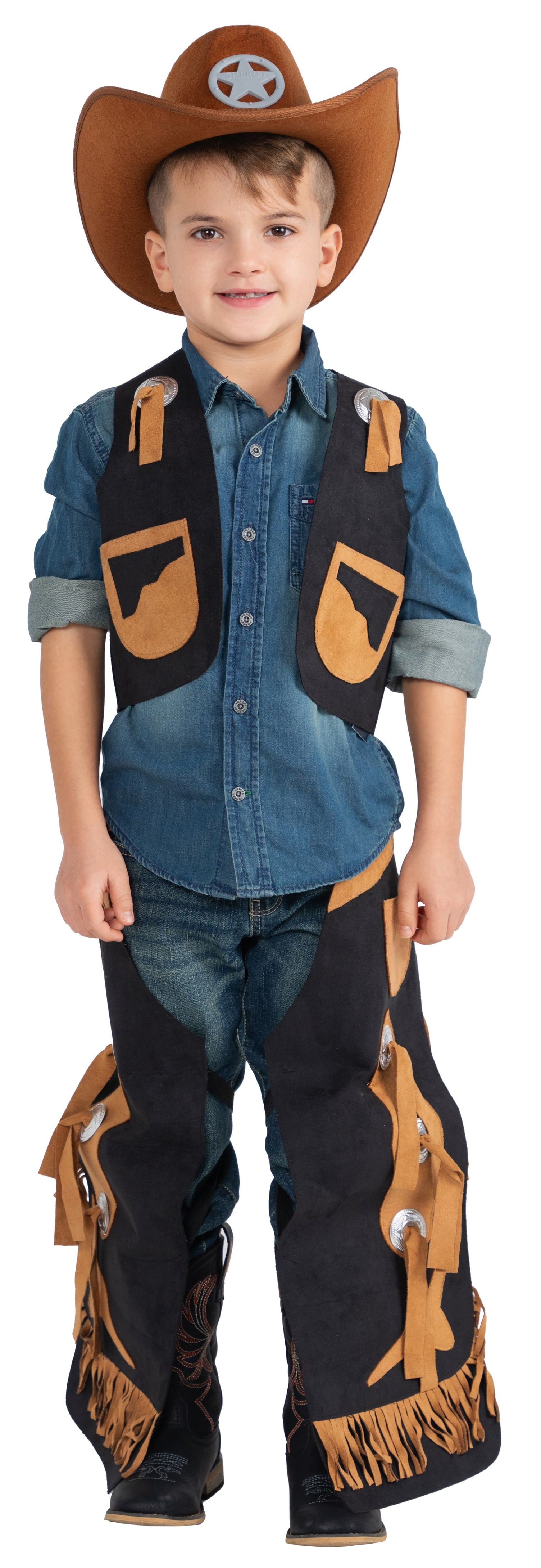 Dress-Up-America Cowboy Costume for Boys - Kids Cowboy Chaps and Vest ...