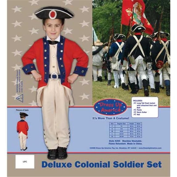 Dress Up America Deluxe Colonial Soldier Set Costume Set Small 4-6 ...