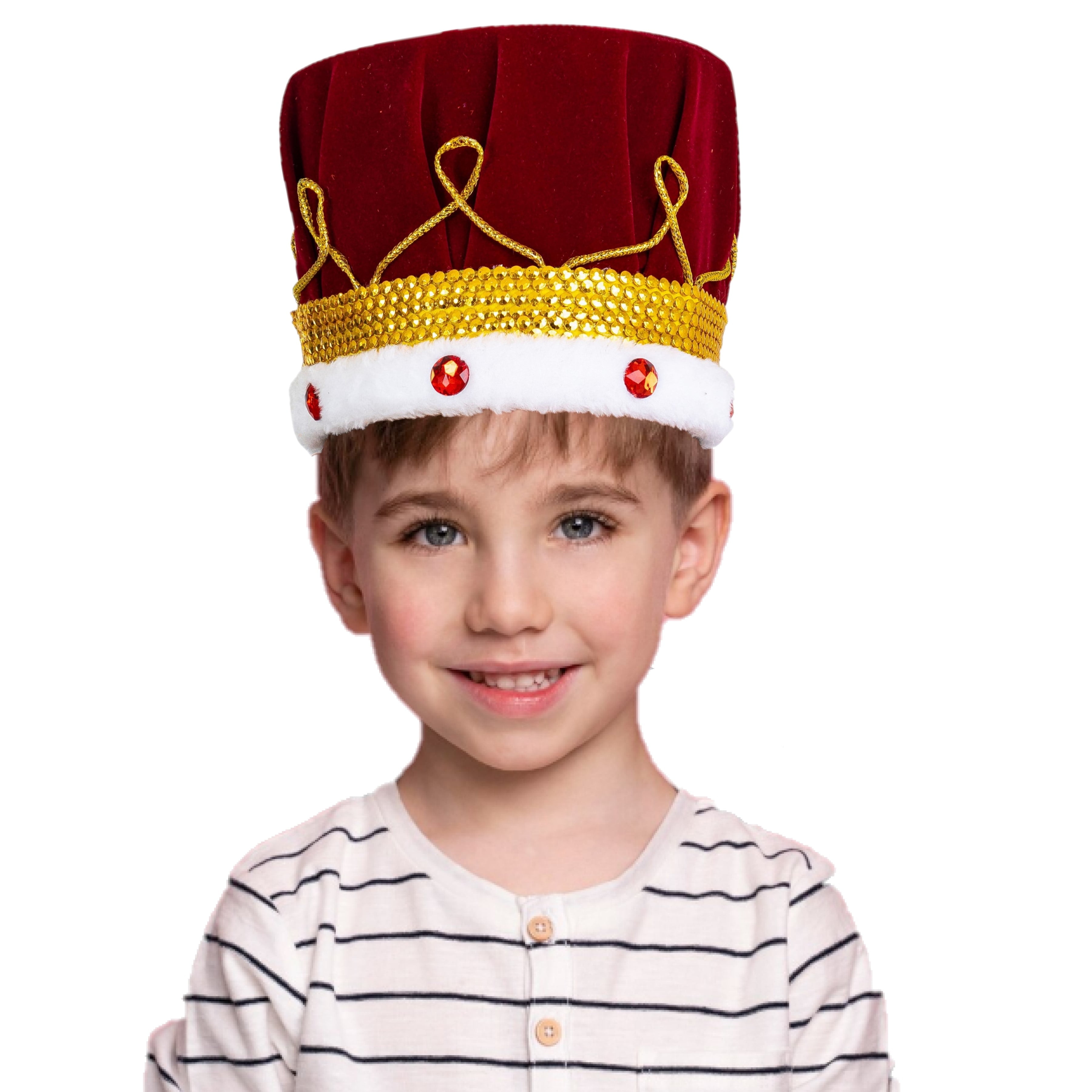 Dress-Up-America King Crown for Boys - Red Velvet Royal Crown - Costume ...