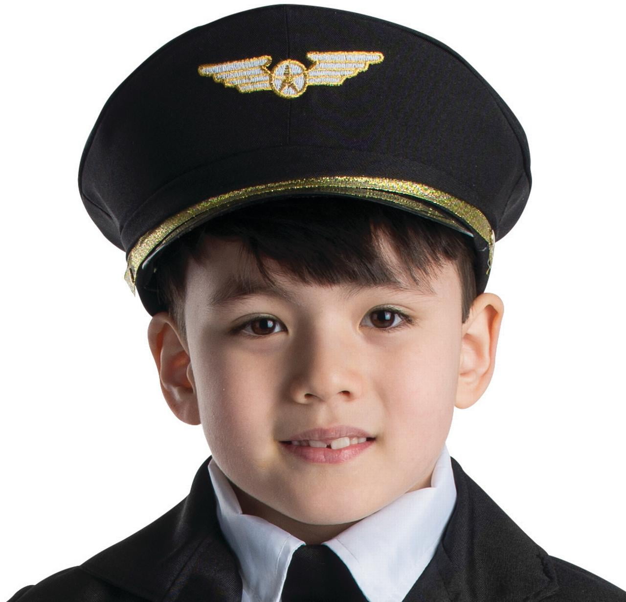Dress Up America Pilot Hat - Black Airline Captain Cap - Pilot Costume ...