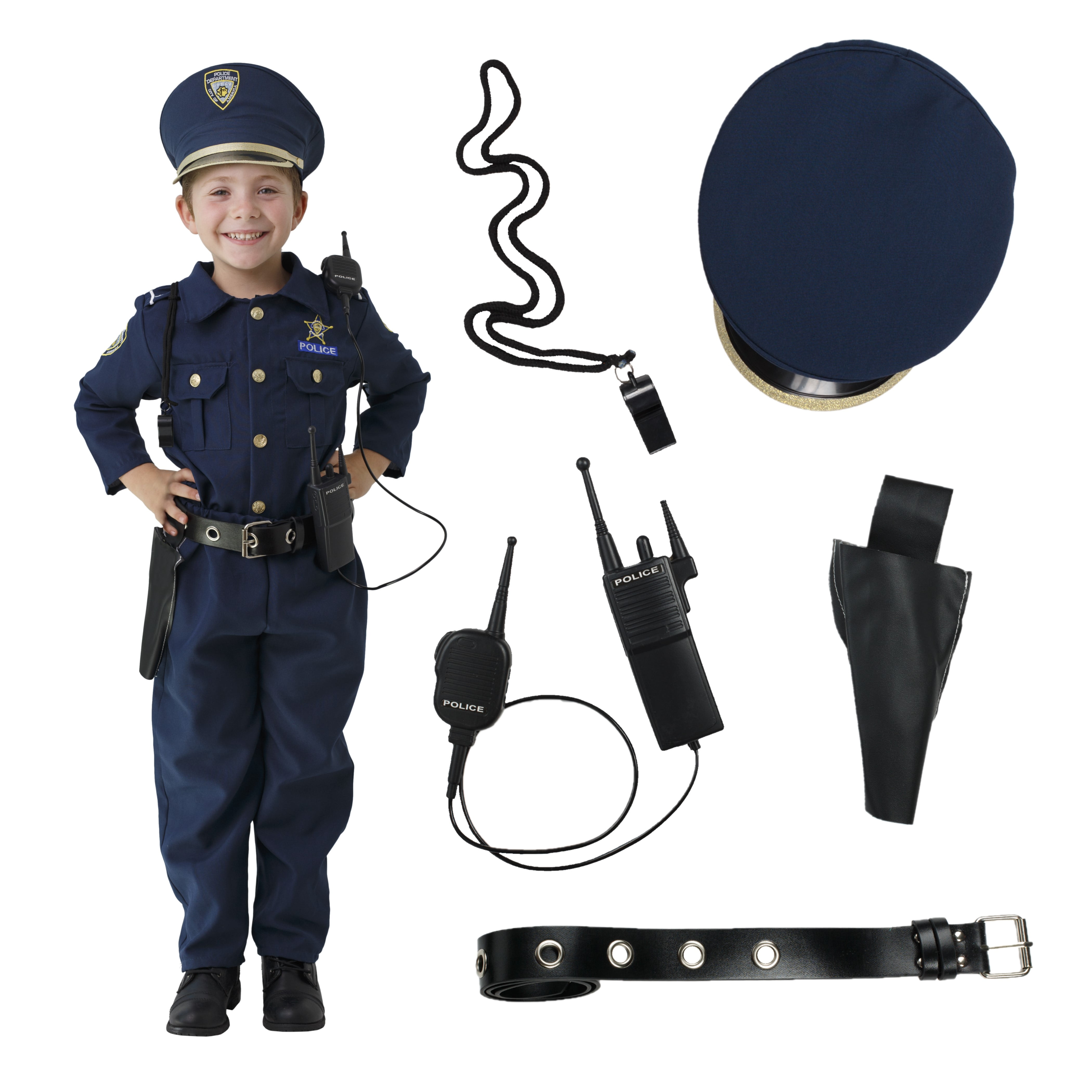 Dress-Up-America Police Costume For Boys - Shirt, Pants, Hat, Belt ...