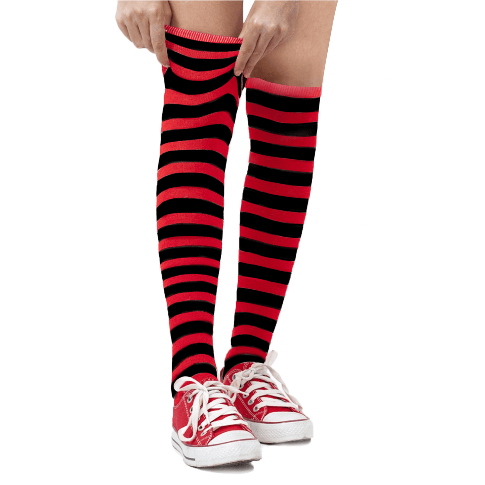 Dress Up America Red and Black Striped Socks for Adults - Striped Knee ...