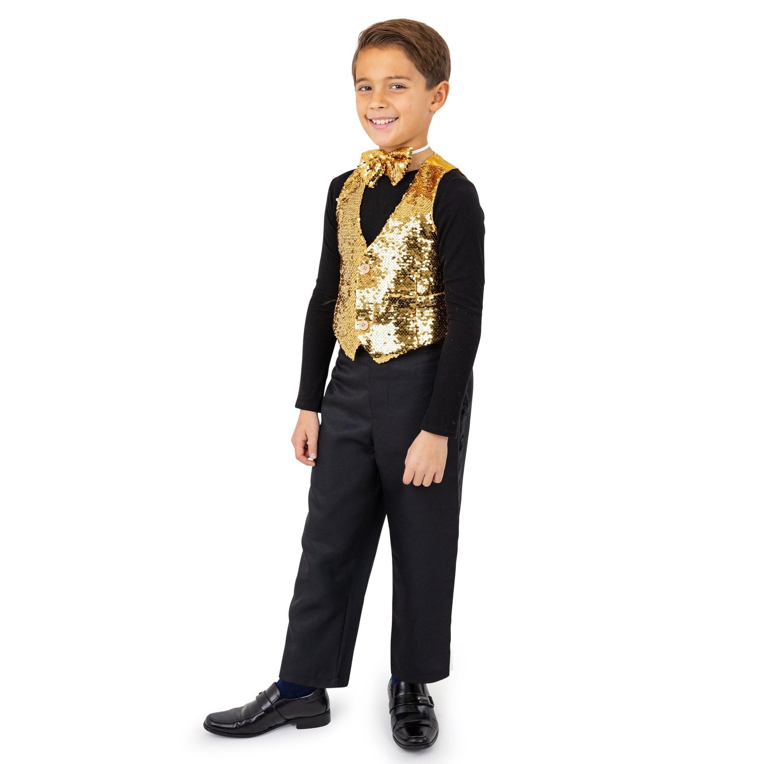 Dress-Up-America Sequin Vest with Bowtie - Sparkly Vest for Boys ...