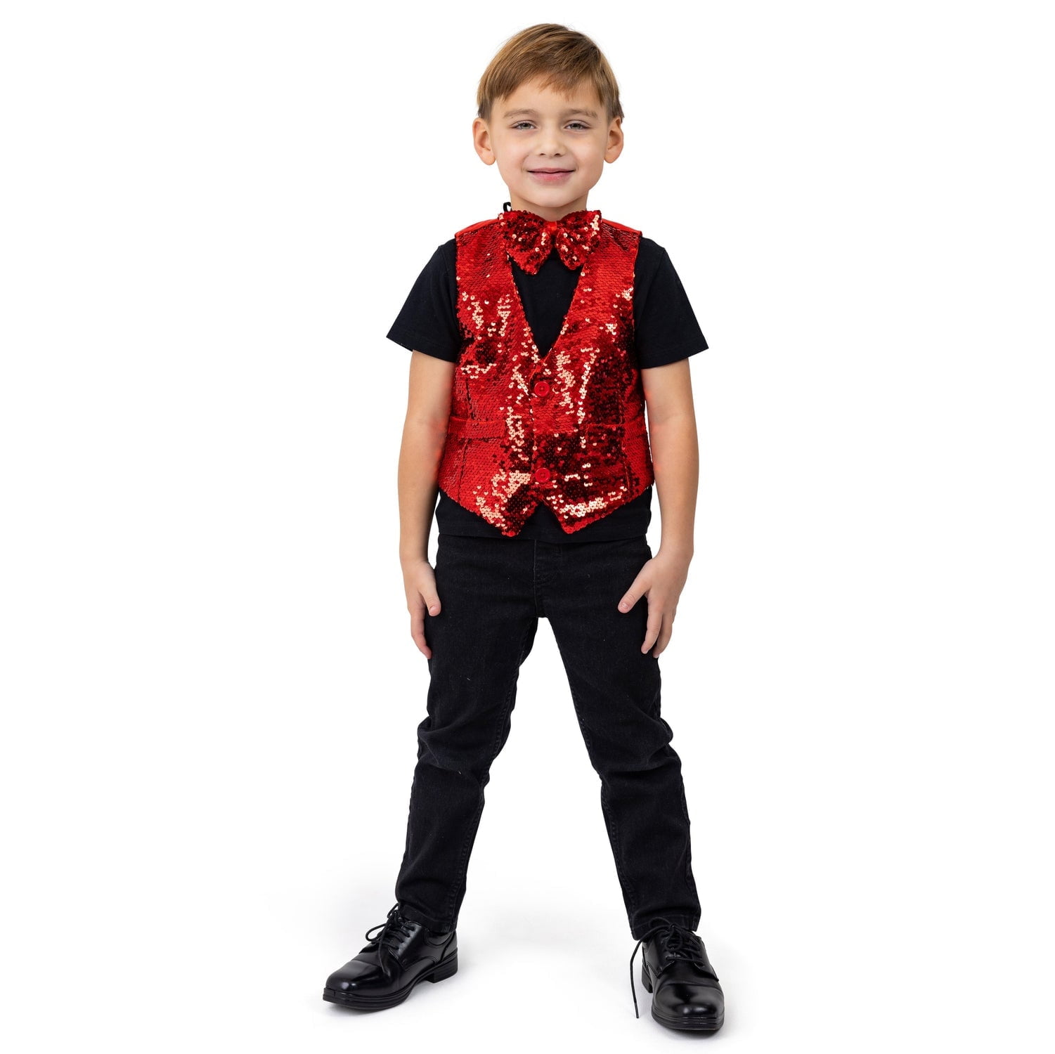 Dress-Up-America Sequin Vest with Bowtie - Sparkly Vest for Boys ...