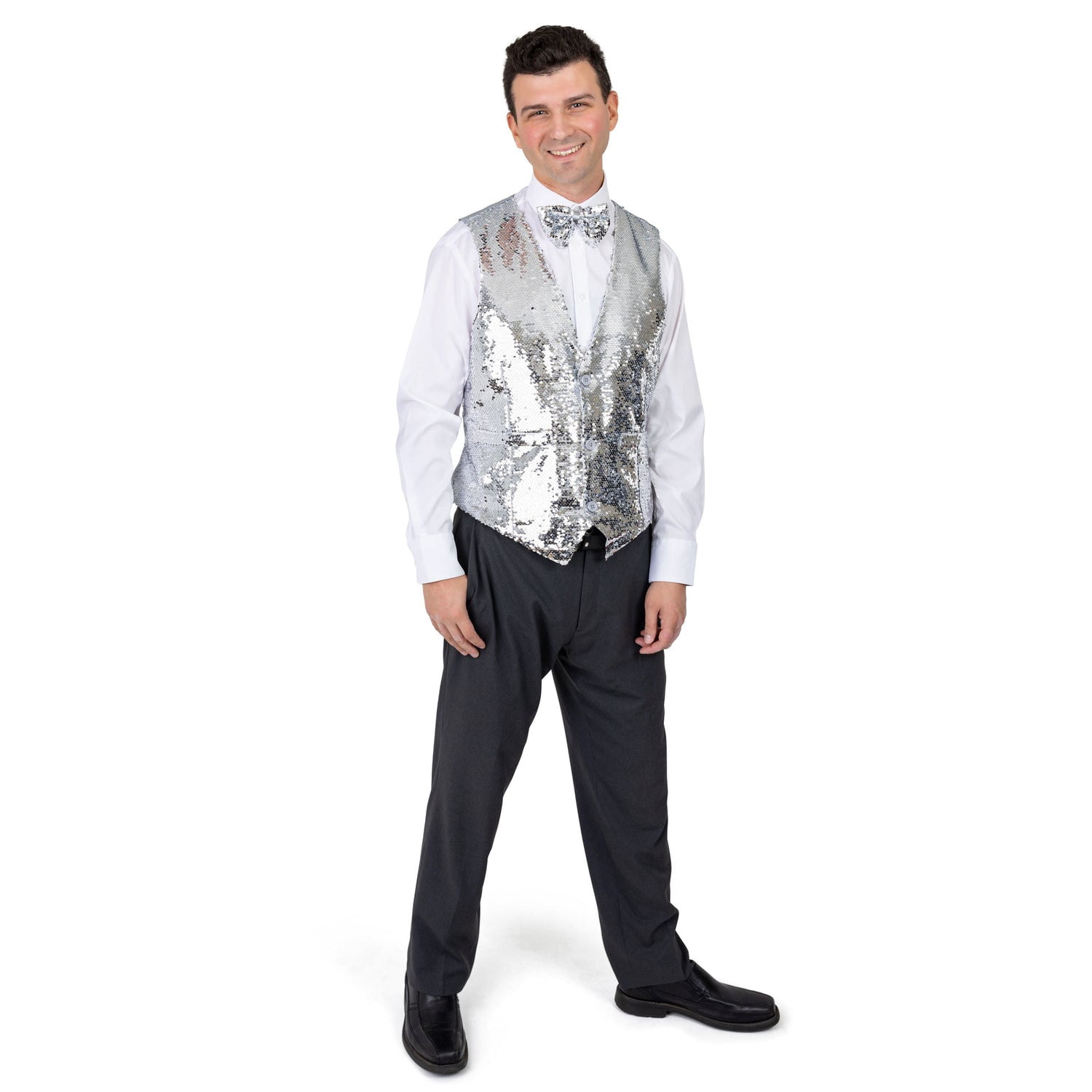 Dress-Up-America Sequin Vest with Bowtie - Sparkly Vest for Men ...